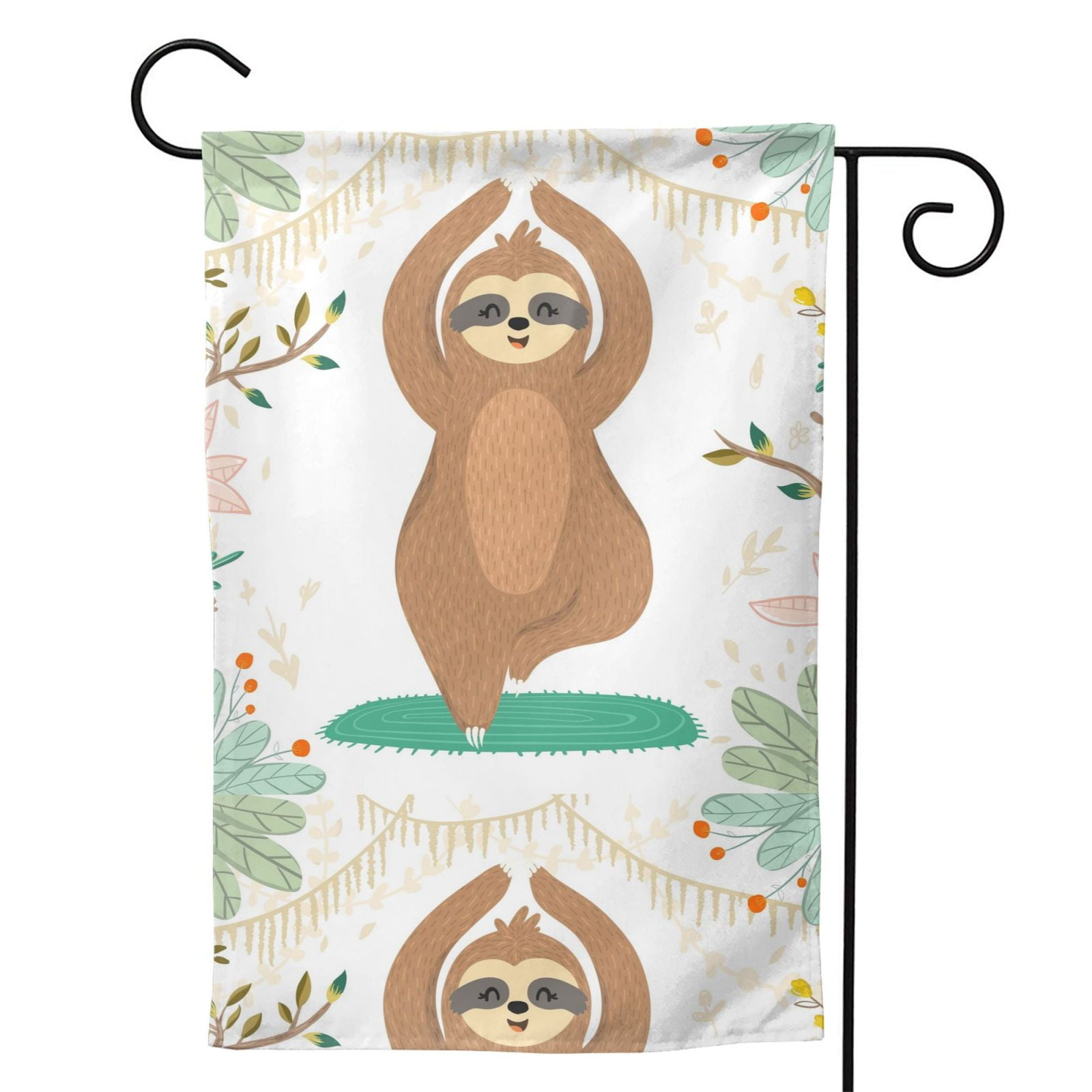 Sigee Cute Sloth In Yoga Pose Tree for Live Happy Decorative Small Garden Flag,Double Sided Yard ...