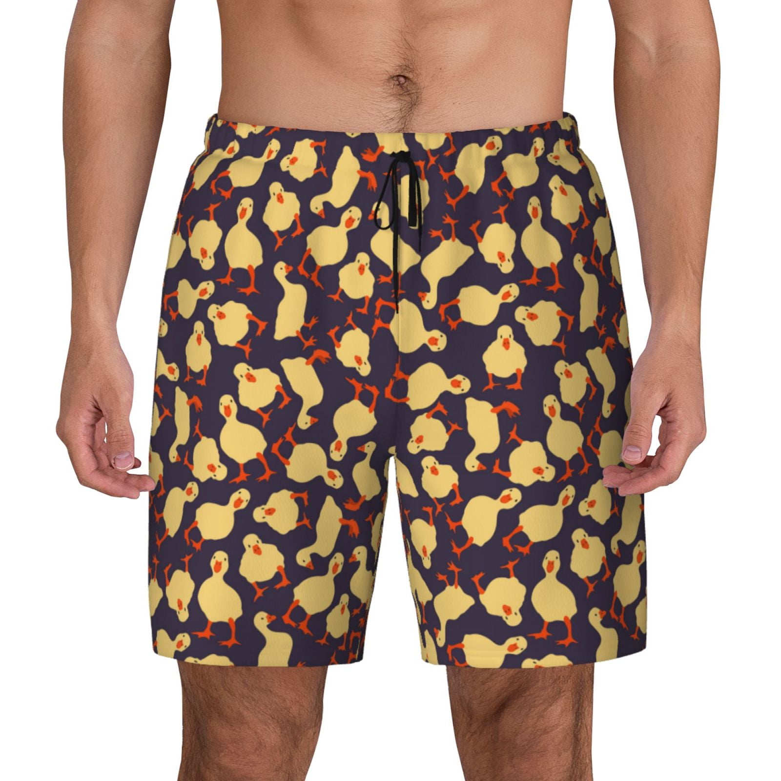Sigee Cute Small Farm Birds Print Mens Swim Trunks with Compression ...