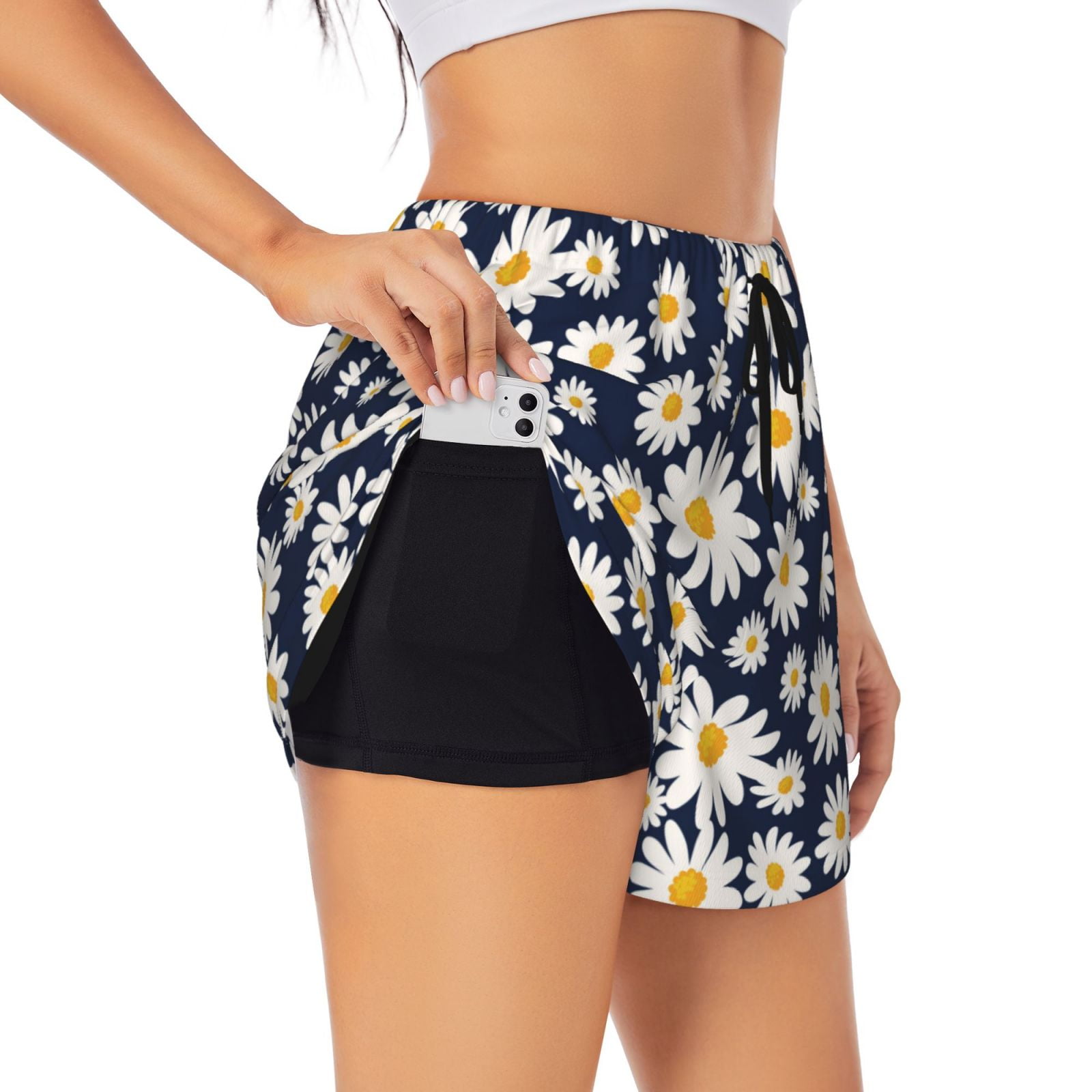 Sigee Daisy Floral for Women's Athletic Shorts High Waisted Running ...