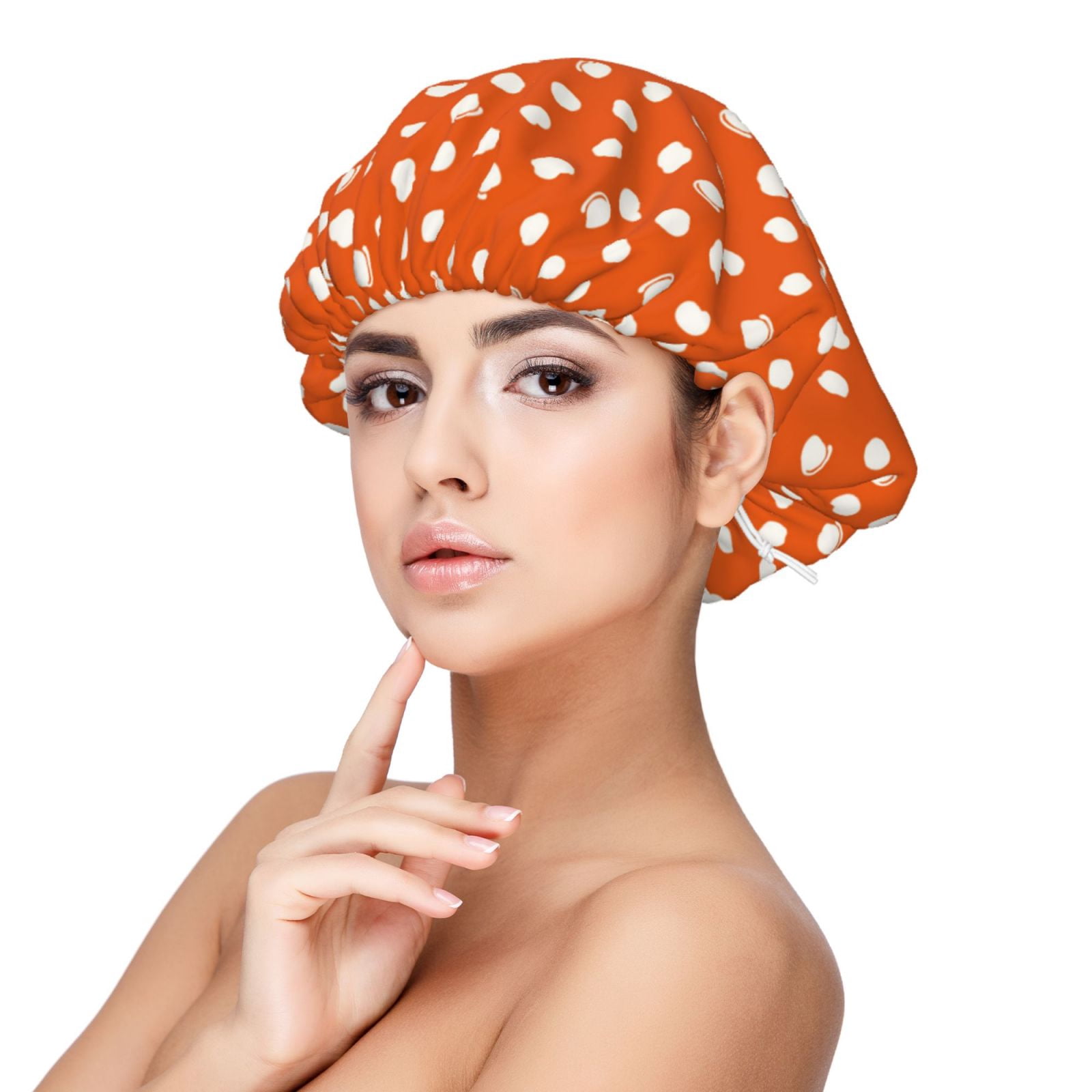 Sigee Dots On Orange Background for Hair Wrap Adjustable Sleep Cap for ...