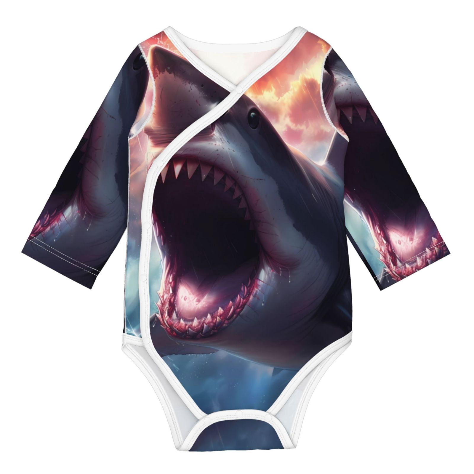 Sigee Dramatic Shark Attack for Baby Unisex Baby Cotton Long-Sleeve ...