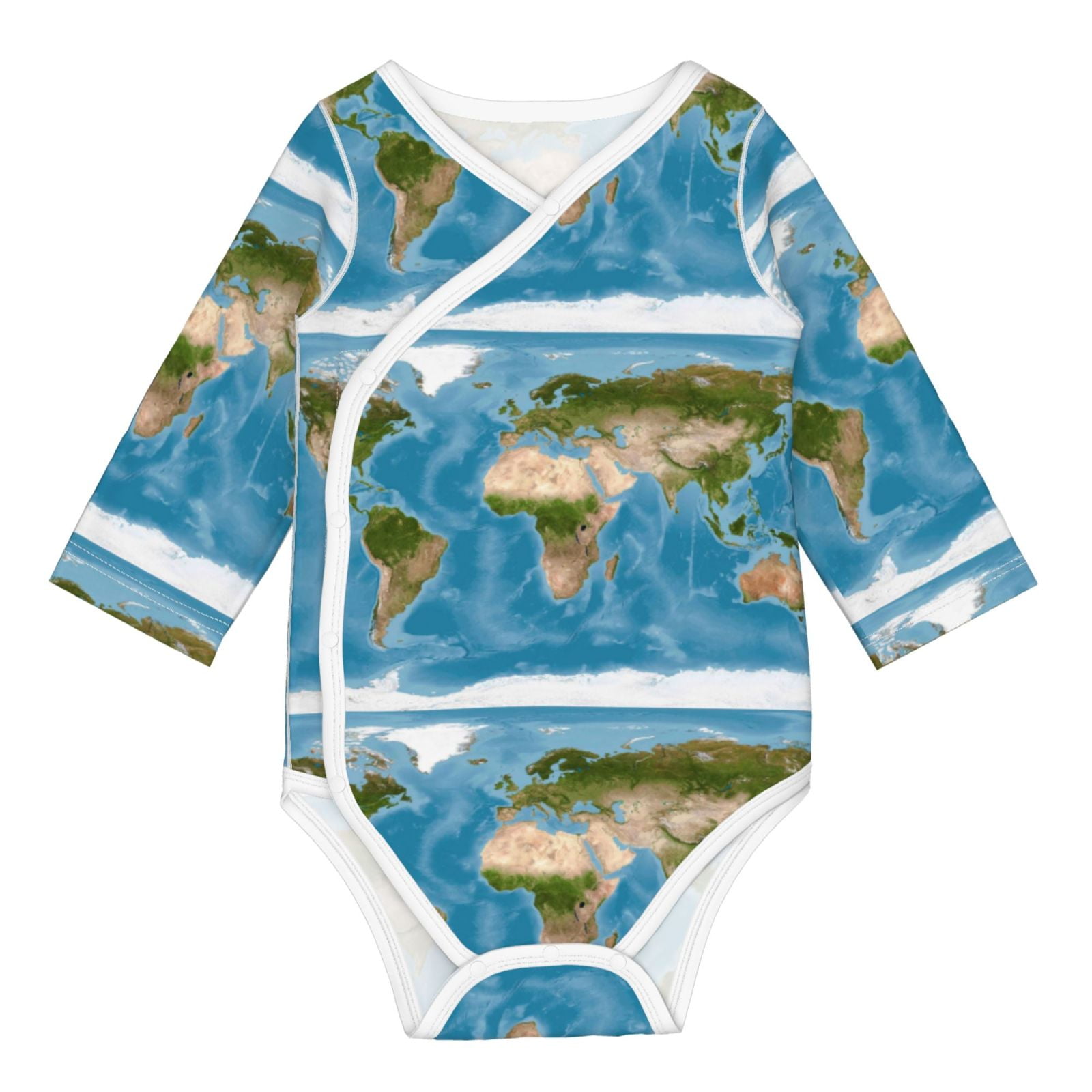Sigee Earth View World Map for Baby Unisex Baby Cotton Long-Sleeve ...