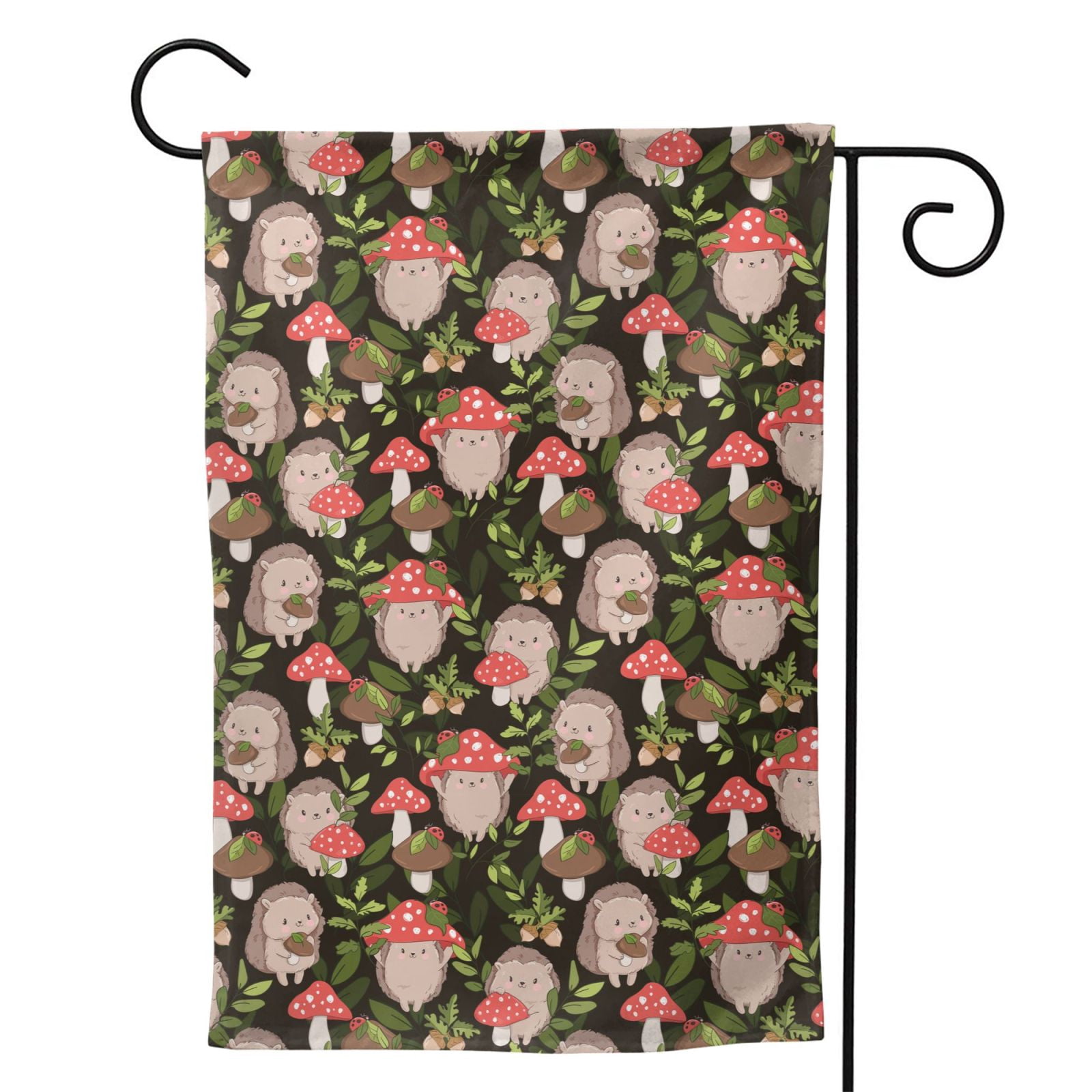 Sigee Edgehog and Mushrooms for Live Happy Decorative Small Garden Flag ...