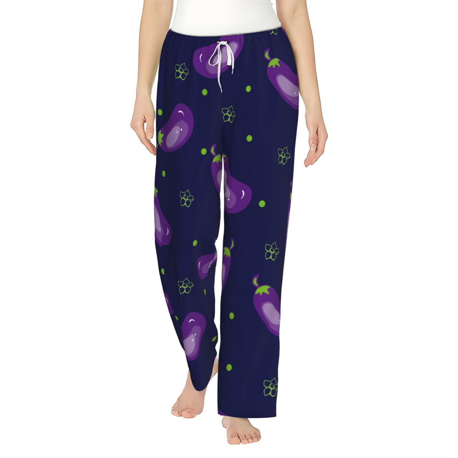 Sigee Eggplant Print Women's Soft Pajama Pants - Breathable and ...