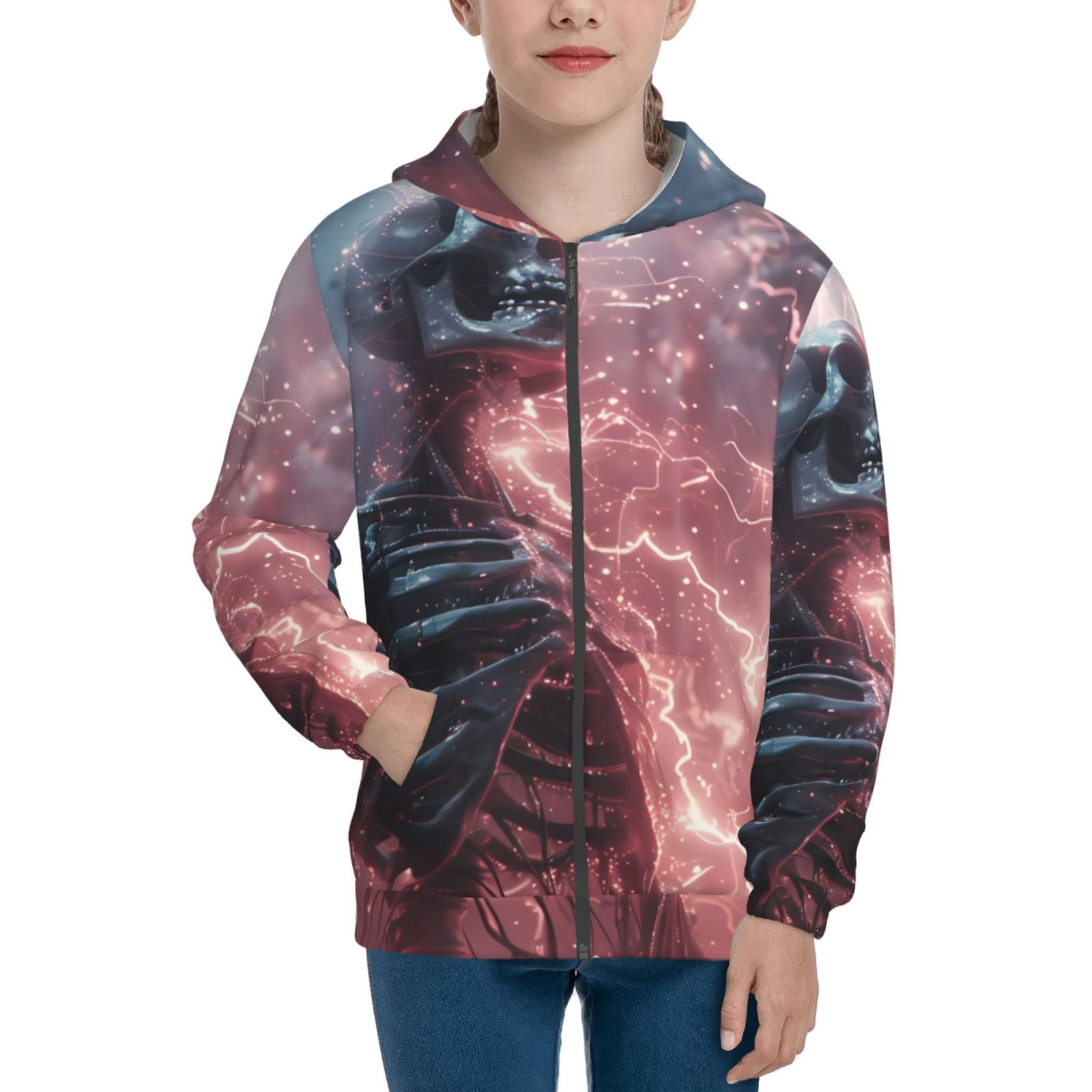 Sigee Electric Skeleton Surrealism for Teenage Zip Up Hoodies Long ...
