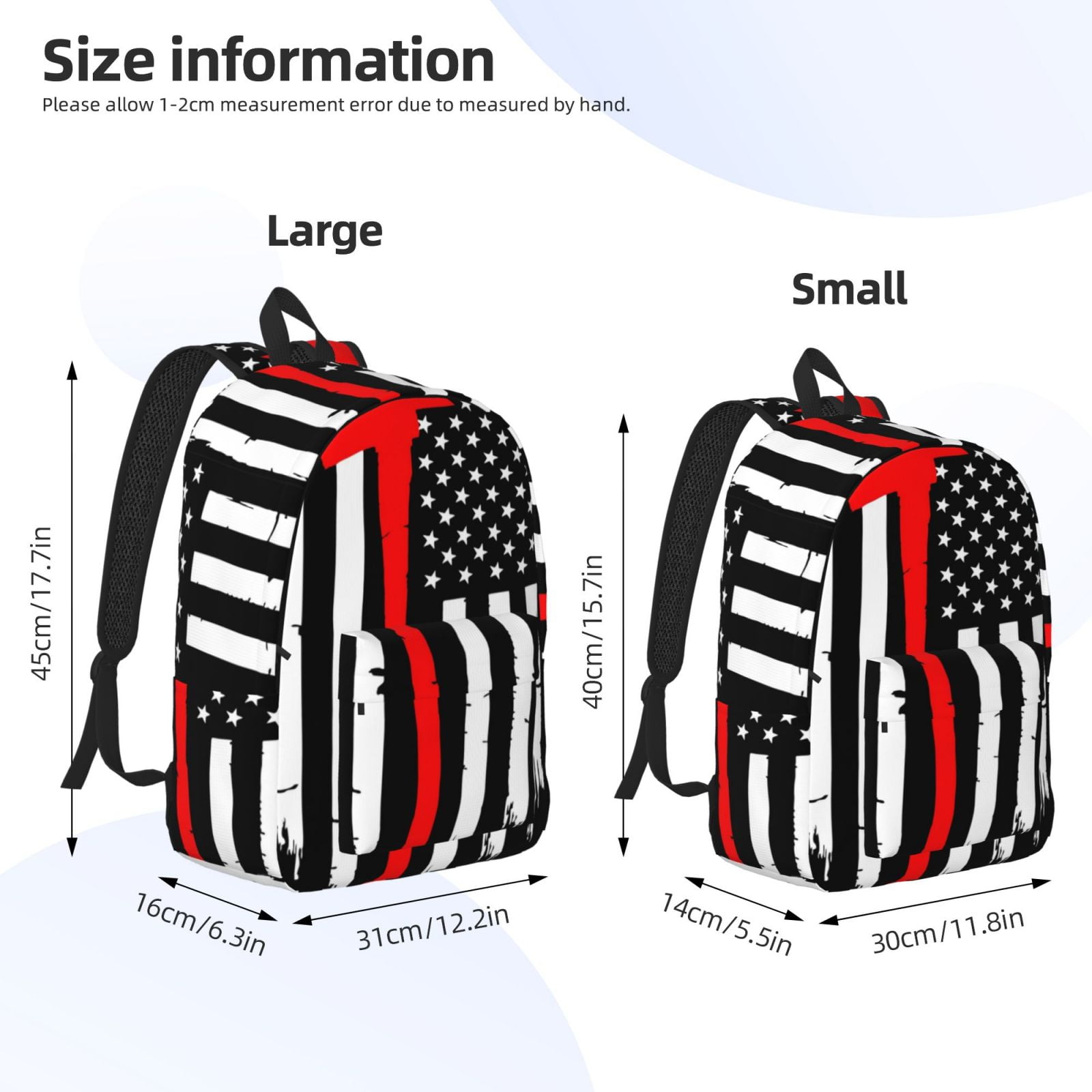 Sigee Firefighters USA Flag for Canvas Large Capacity Laptop Backpack ...