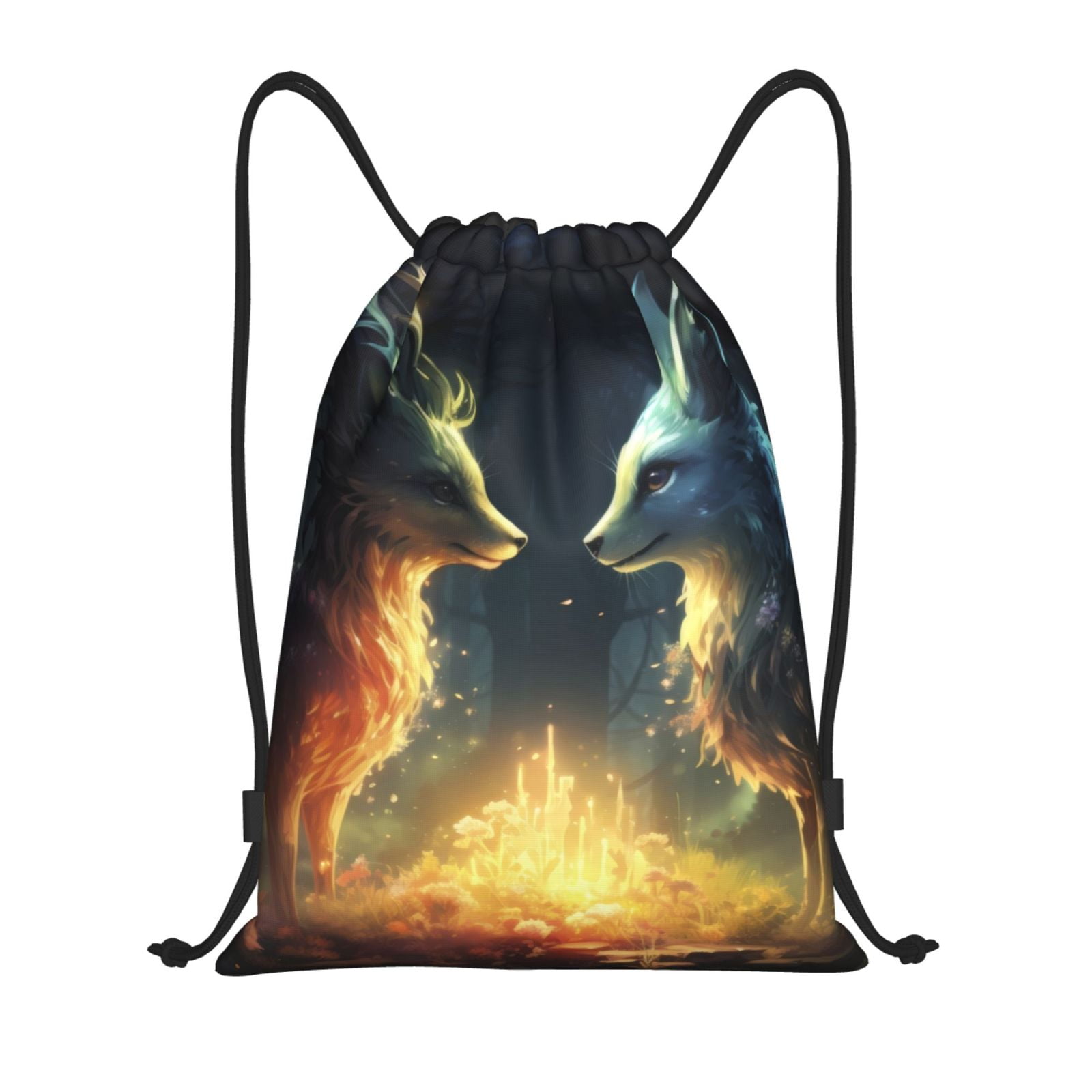 Sigee Firefly Forest Fox for Drawstring Bag String Backpack for Sports ...