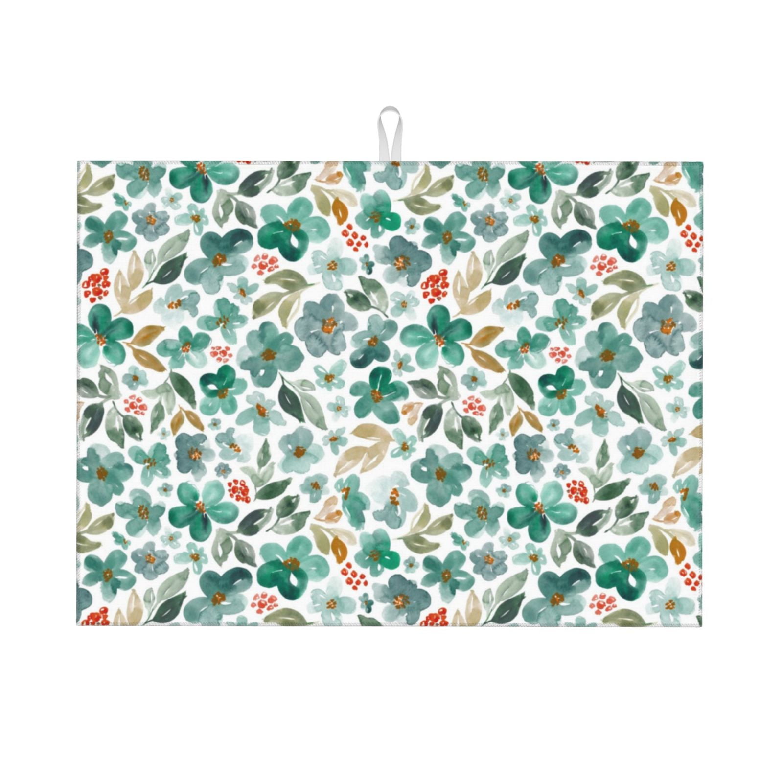 Sigee Floral In Teal for Dish Drying Mat for Kitchen Counter,Premium ...