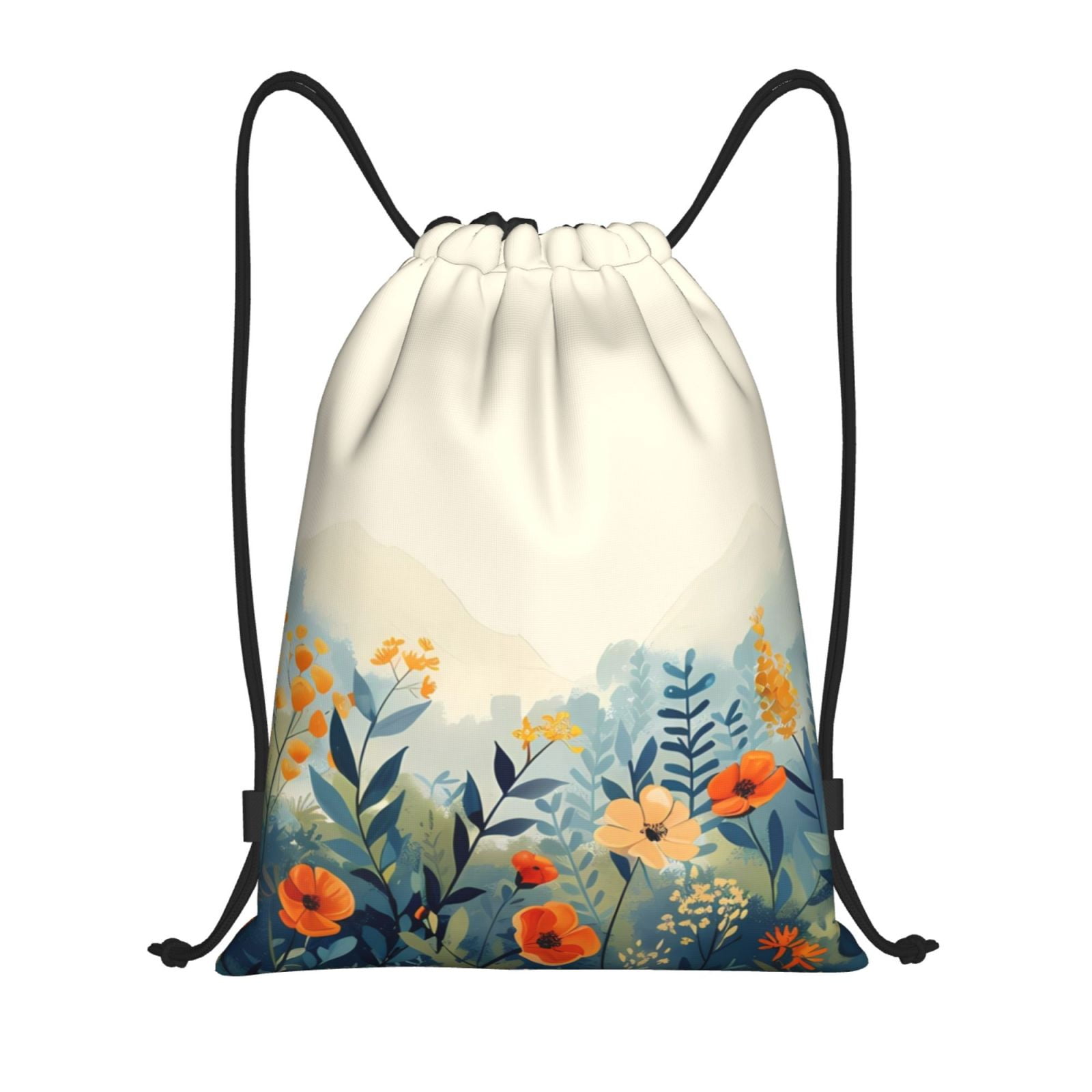 Sigee Floral Mountain Landscape for Drawstring Bag String Backpack for ...