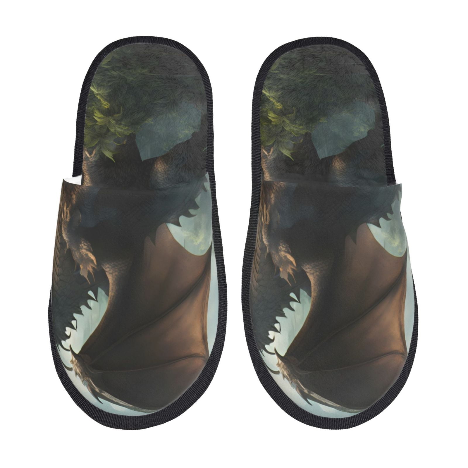 Sigee Forest Stone-Colored Dragon for Cozy Furry Slippers Super Soft ...