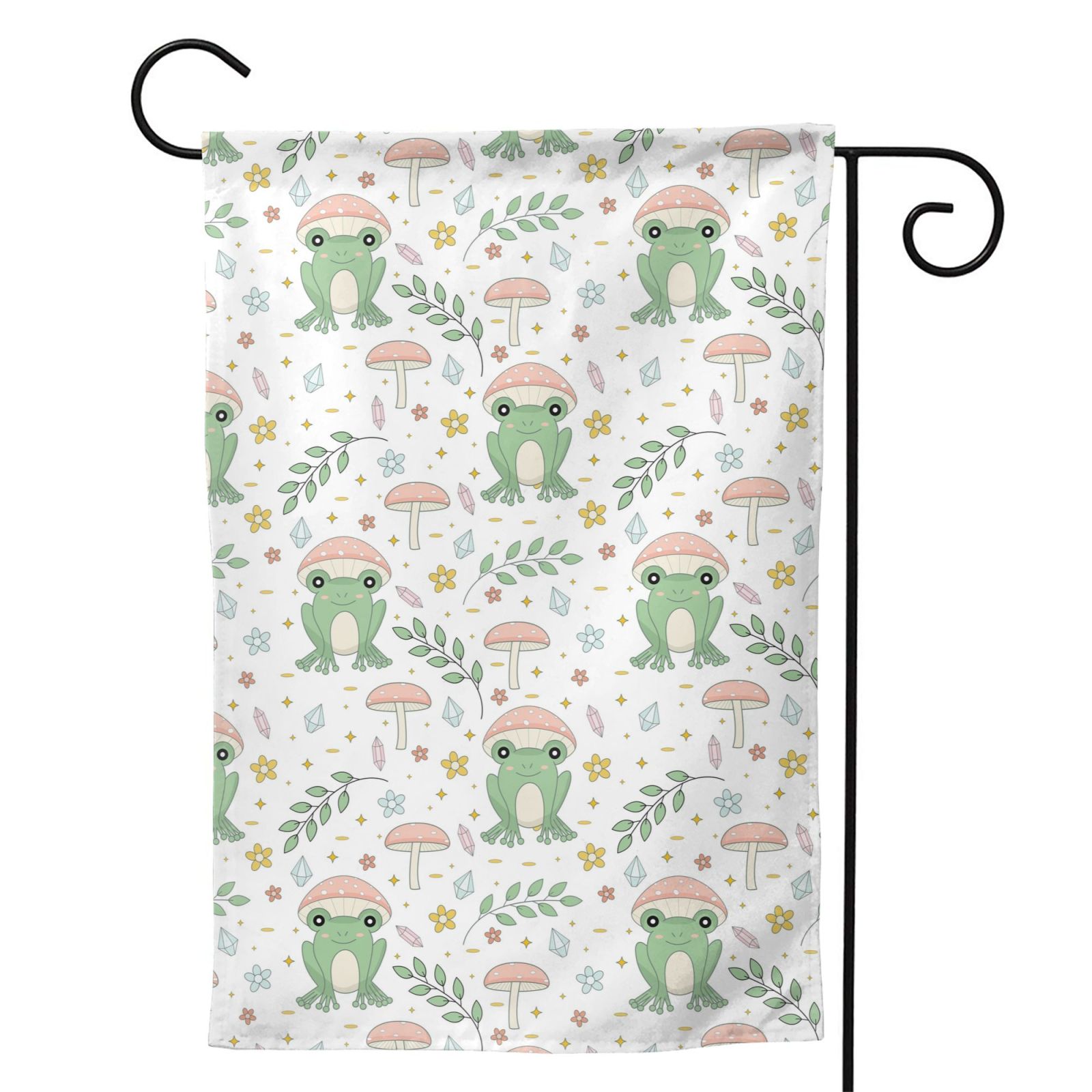 Sigee Frog and Mushrooms for Live Happy Decorative Small Garden Flag ...