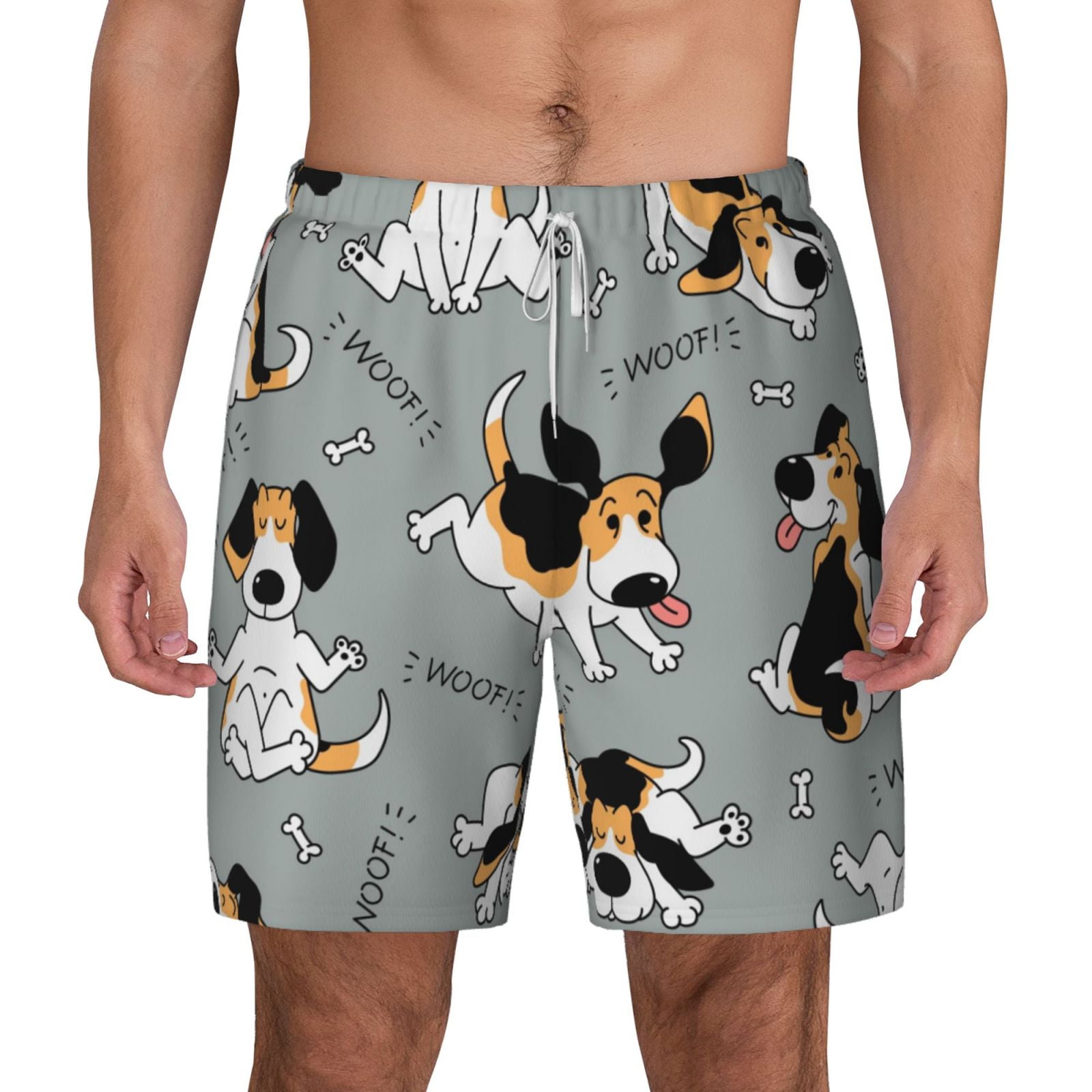 Sigee Funny Beagle Active Dog Print Mens Swim Trunks with Compression ...
