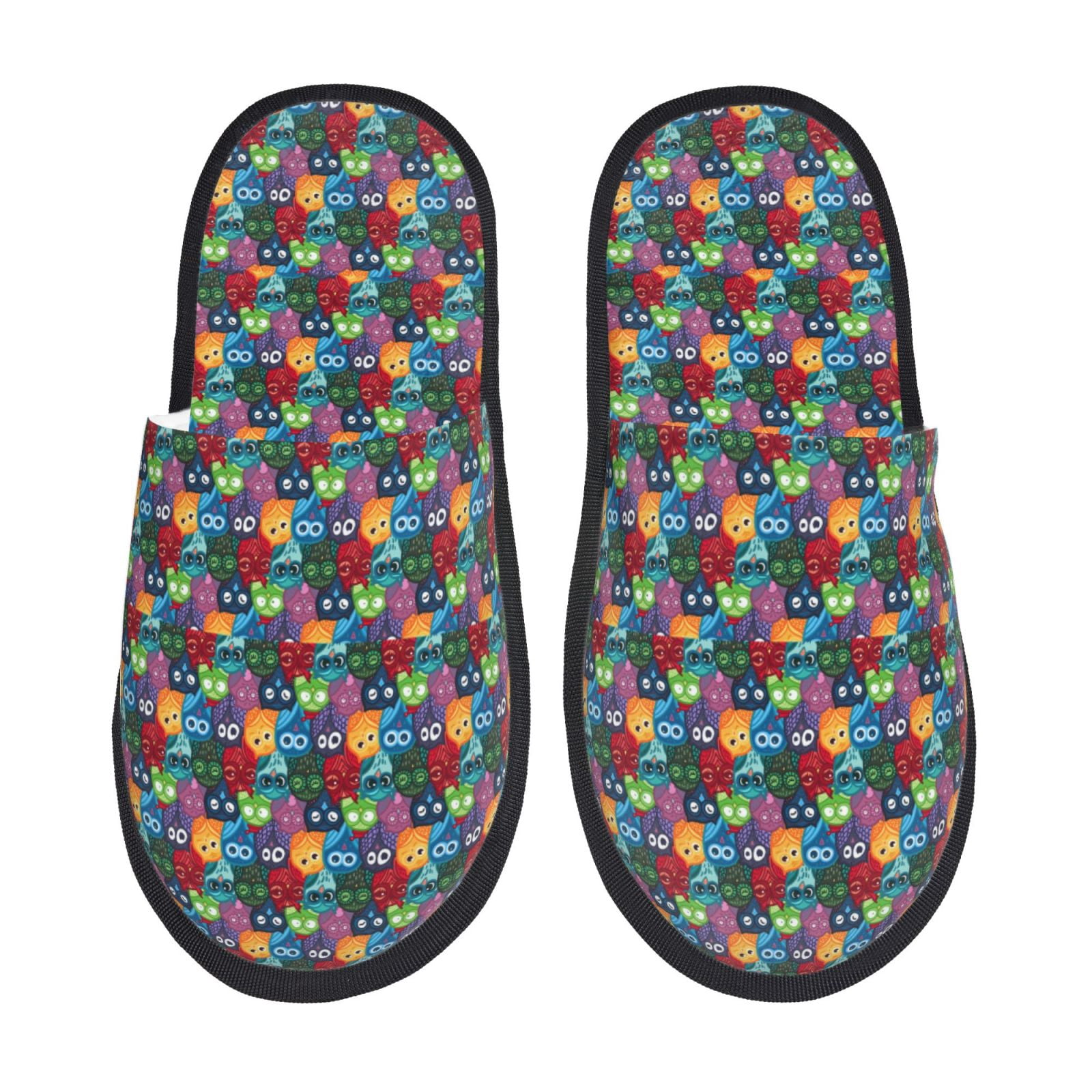 Sigee Funny Owls for Cozy Furry Slippers Super Soft Indoor and Outdoor ...