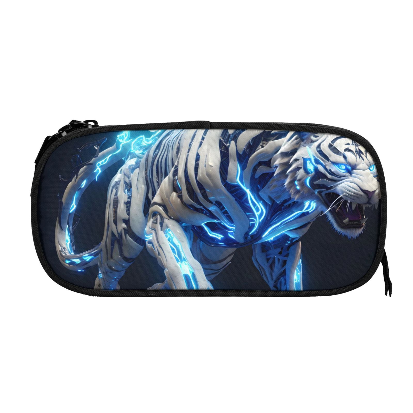 Sigee Futuristic Blue Light White Tiger for Portable Pencil Pouch with ...