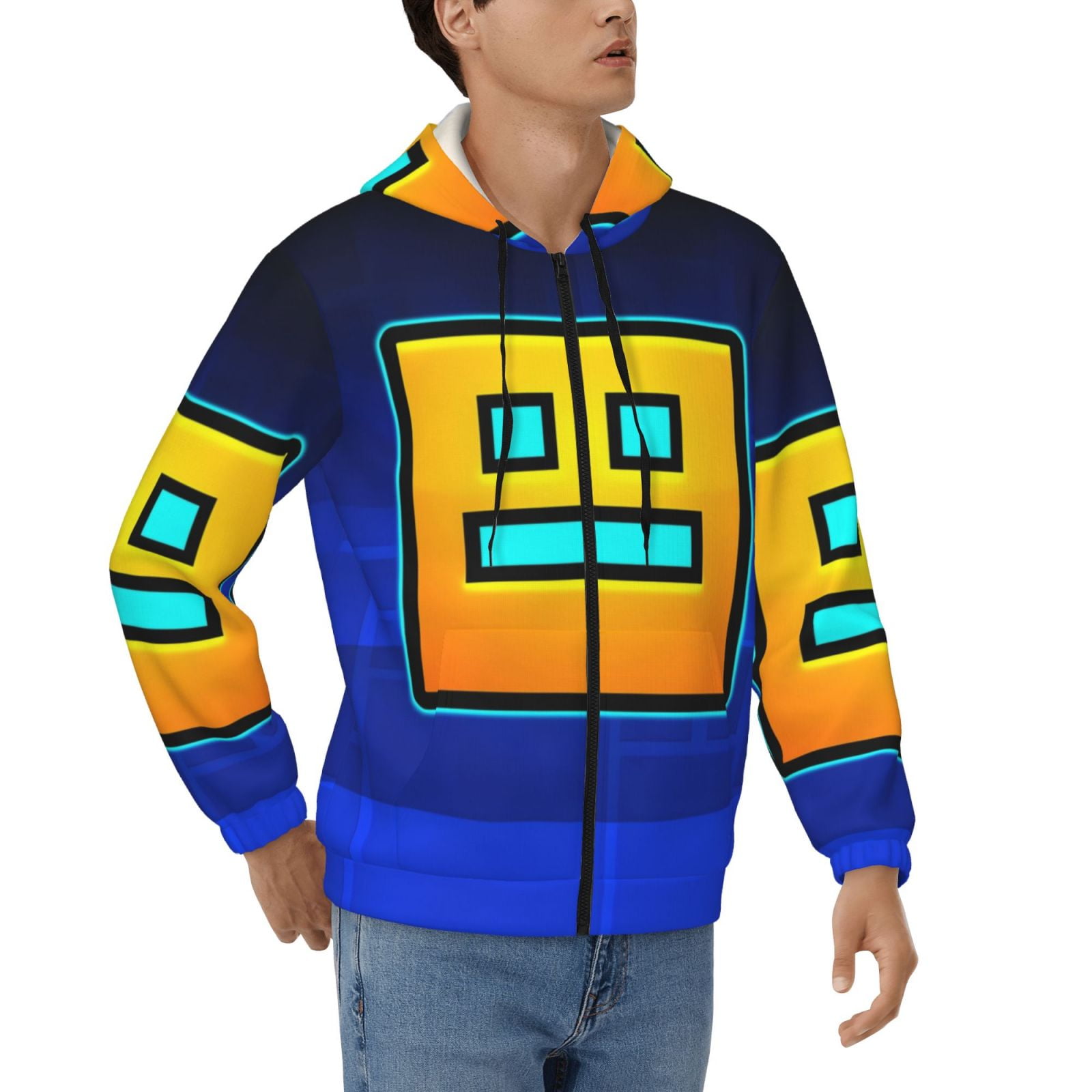 Sigee Geometry Dash (21) for Men's Zip-Up Hoodie Moisture Wicking and ...