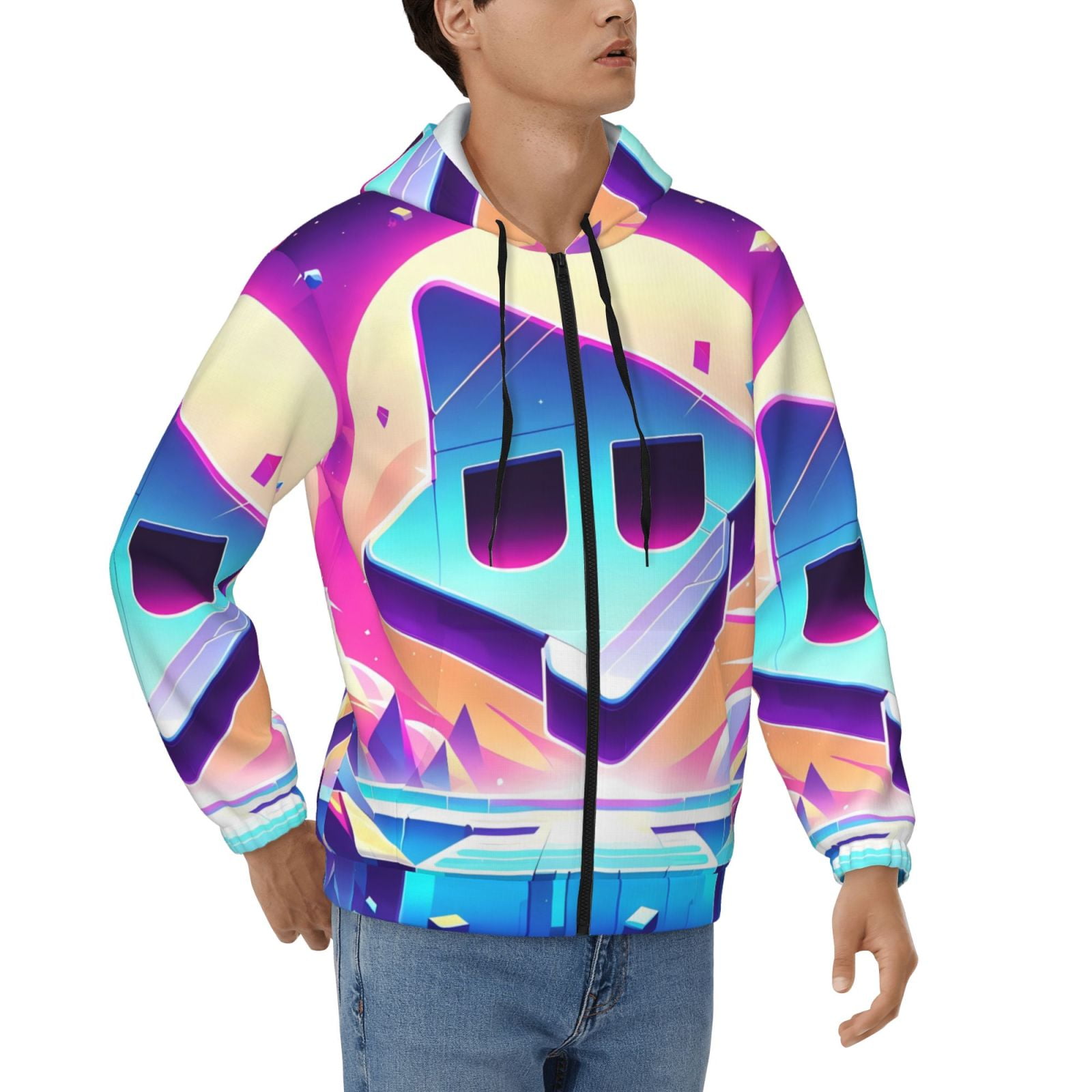 Sigee Geometry Dash (36) for Men's Zip-Up Hoodie Moisture Wicking and ...