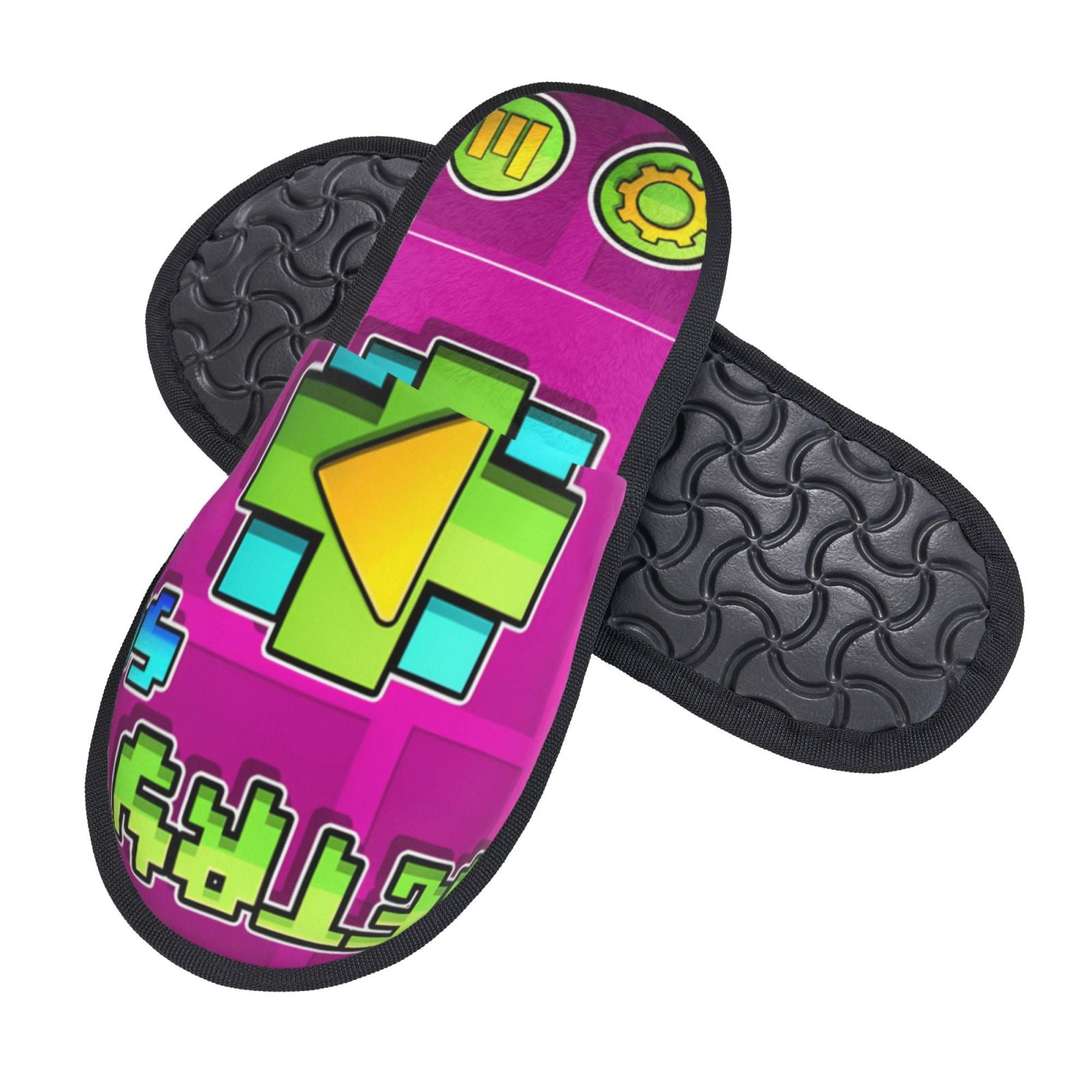 Sigee Geometry Dash (4) for Cozy Furry Slippers Super Soft Indoor and ...