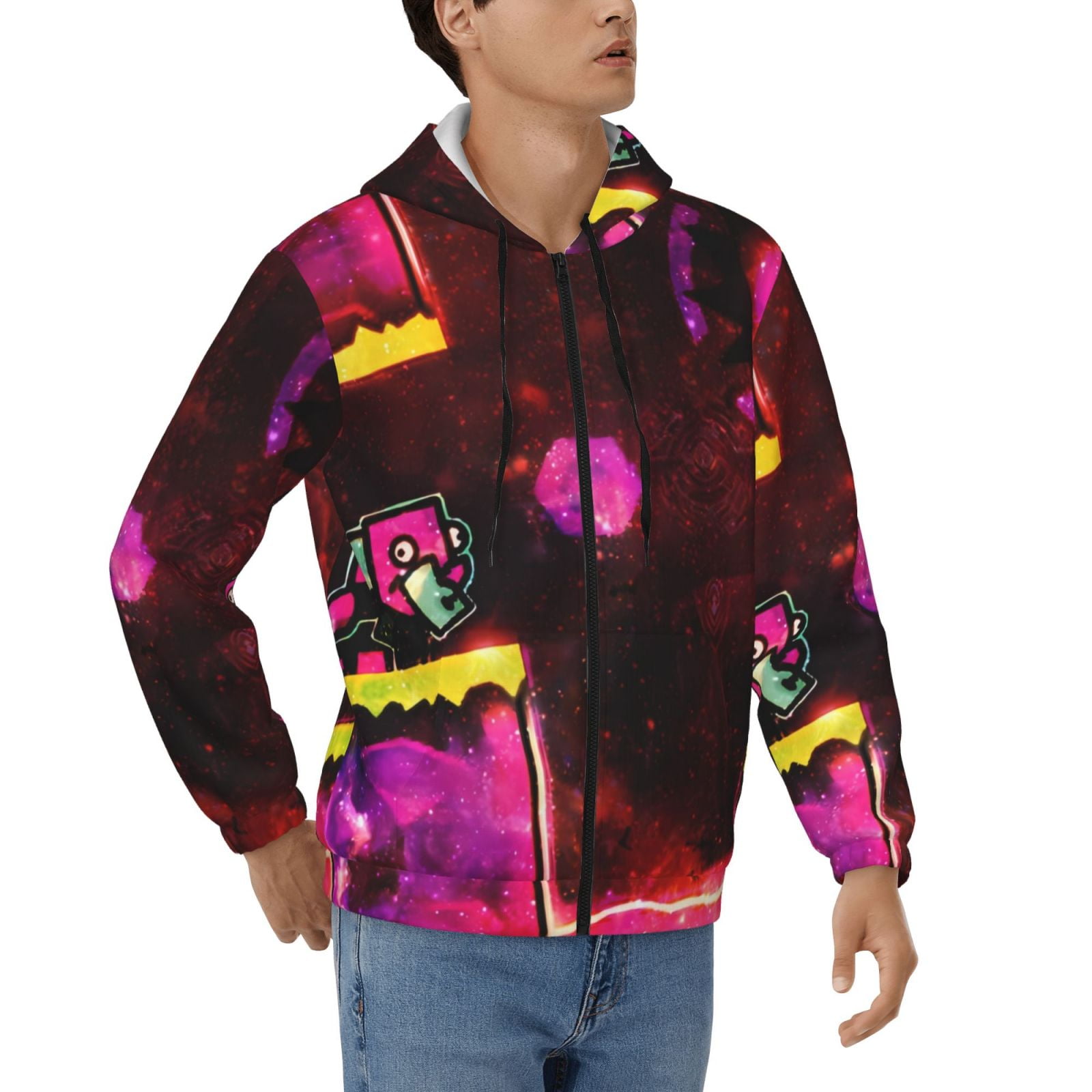 Sigee Geometry Dash (42) for Men's Zip-Up Hoodie Moisture Wicking and ...