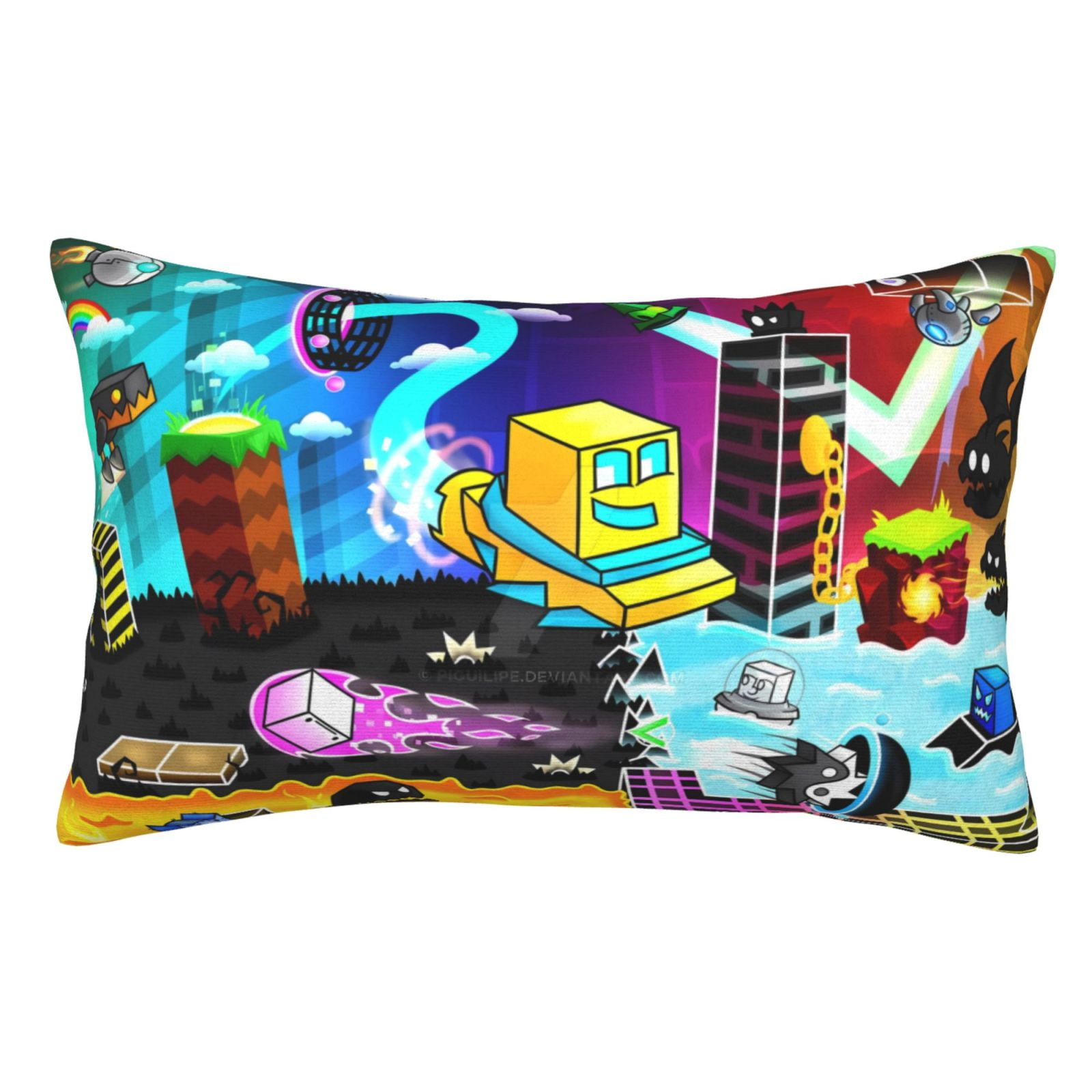 Sigee Geometry Dash (64) for Pillow Cases Concealed Zipper Opening Soft ...