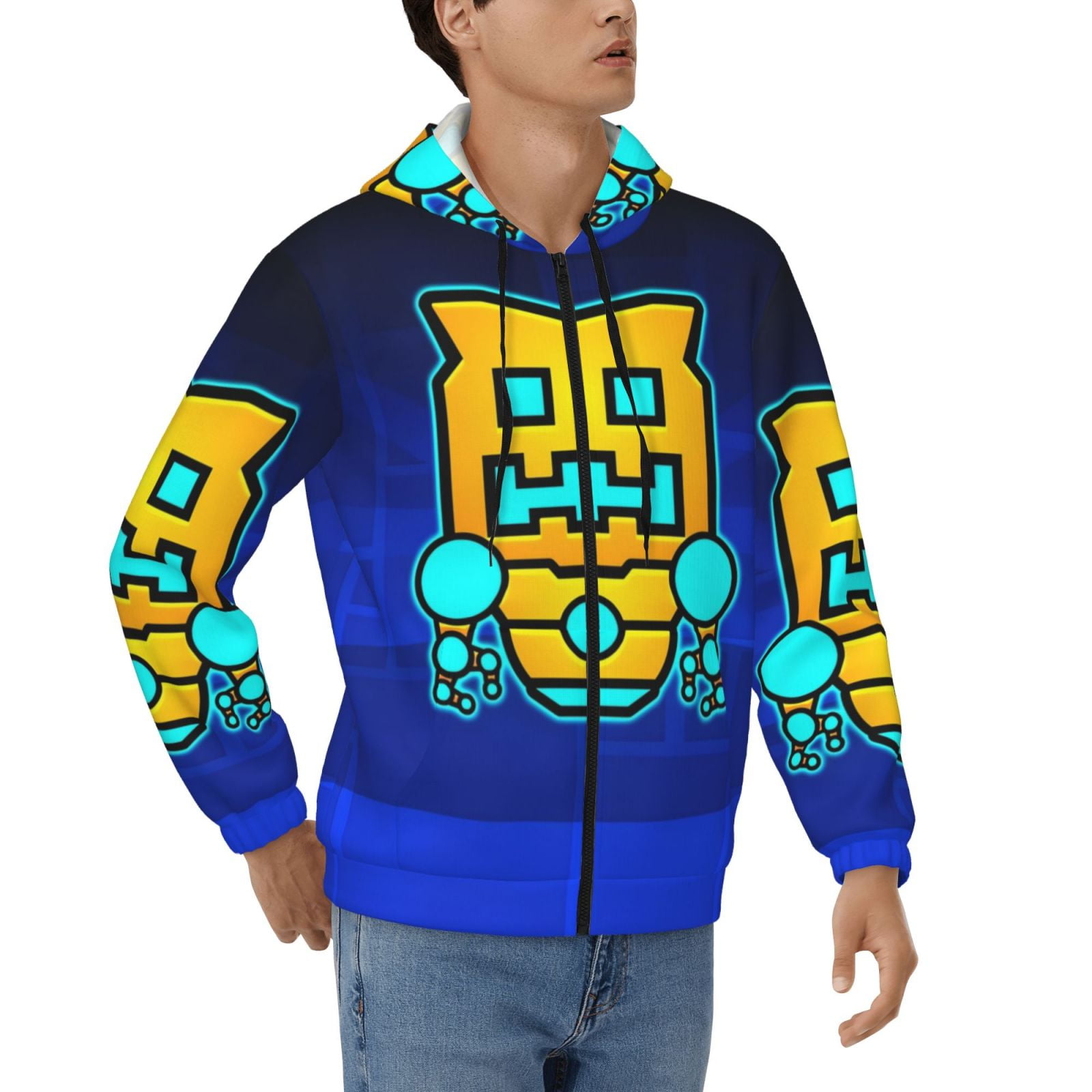 Sigee Geometry Dash (69) for Men's Zip-Up Hoodie Moisture Wicking and ...