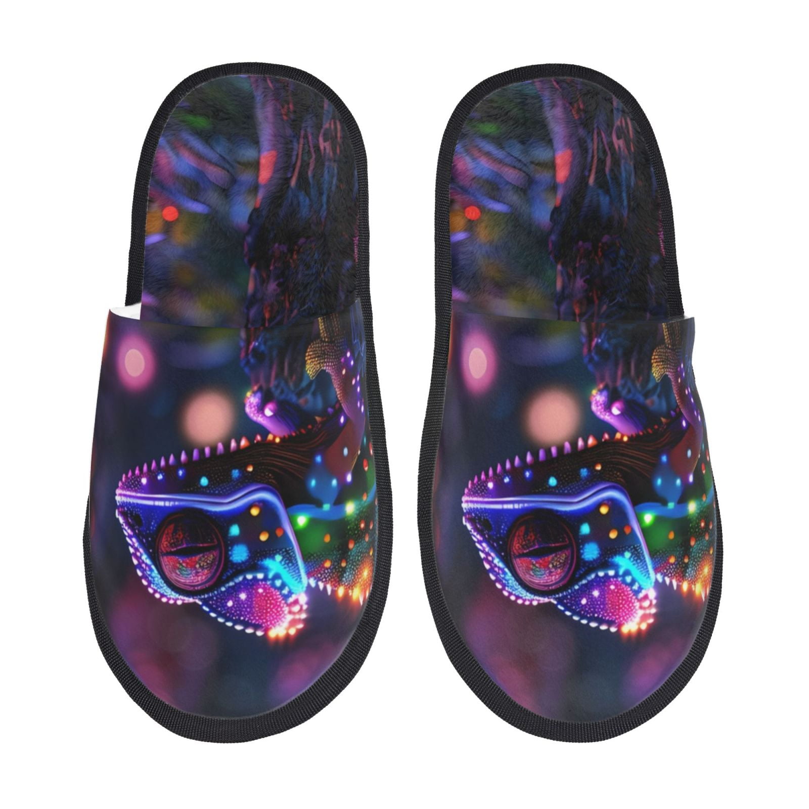 Sigee Glowing Chameleon Fantasy Art for Cozy Furry Slippers Super Soft ...
