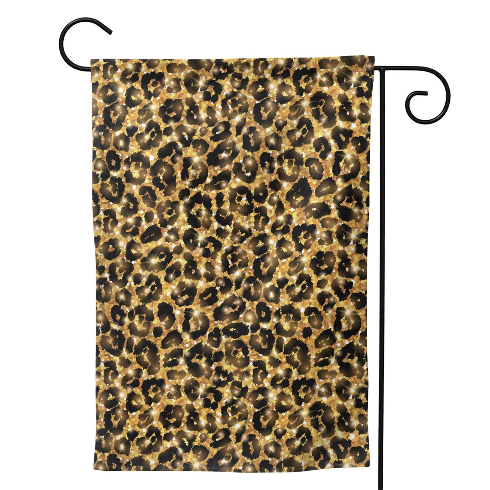 Sigee Gold Glitter Leopard for Live Happy Decorative Small Garden Flag ...