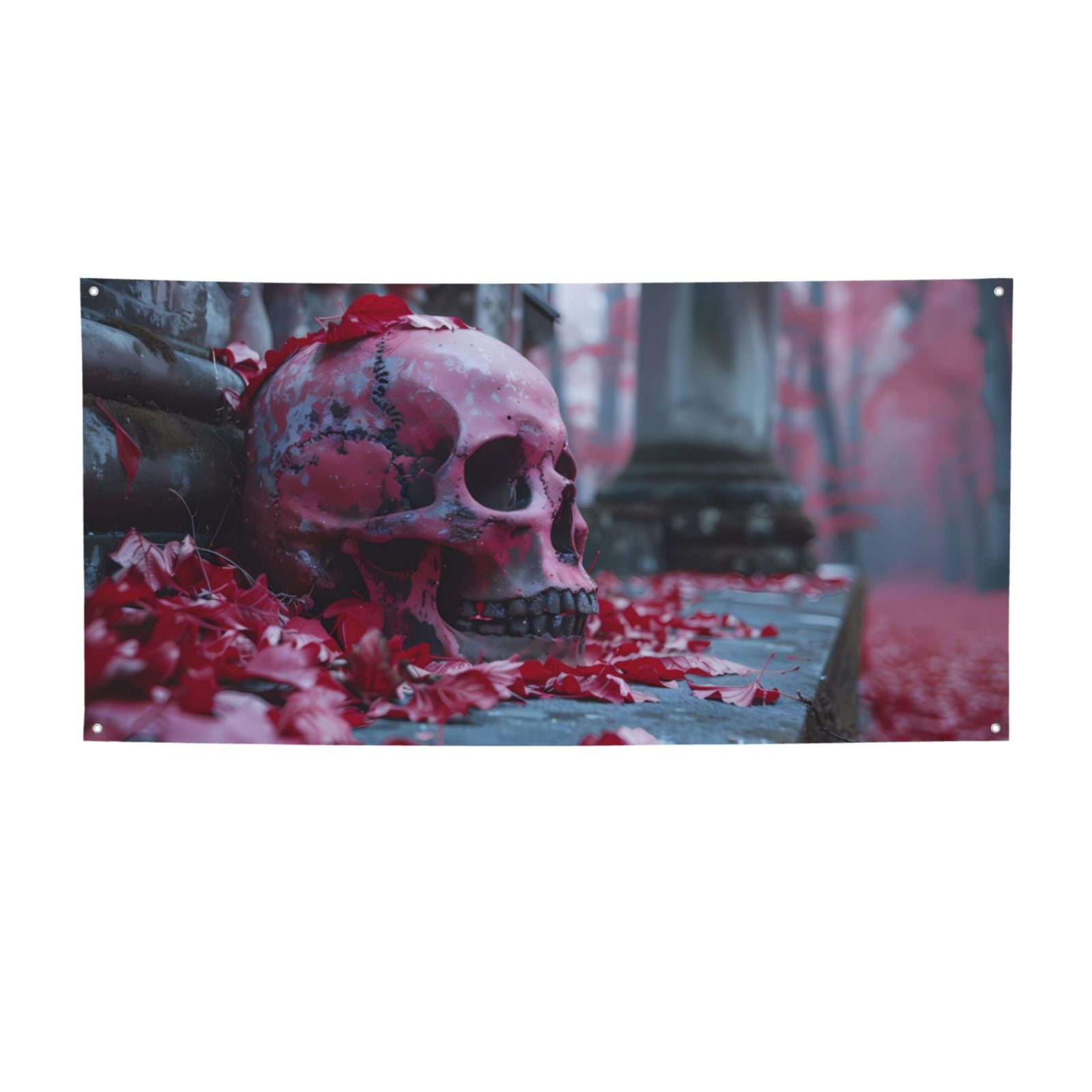 Sigee Gothic Red Skull Cemetery for Large Happy Holiday Banner for ...