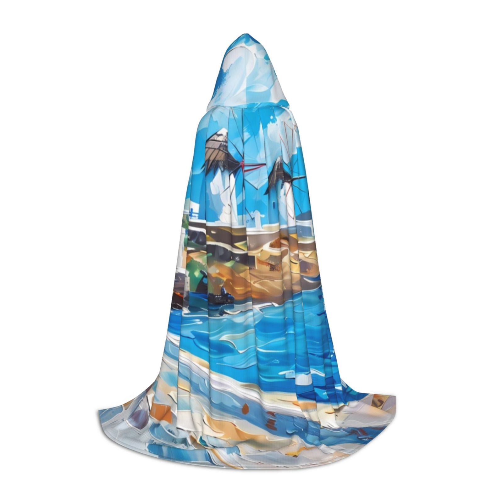 Sigee Greek Island Windmills Painting for Hooded Cape For Teenagers ...