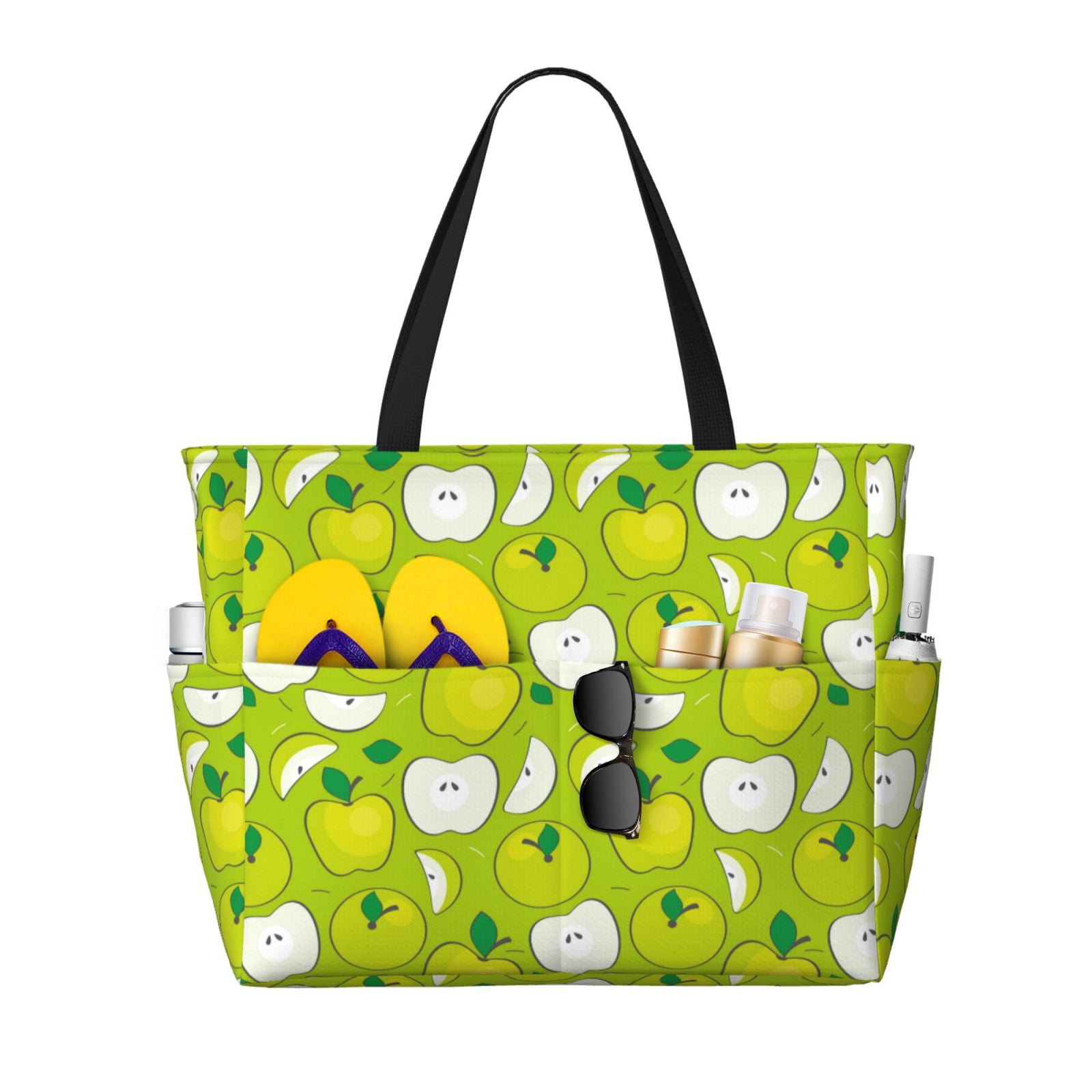 Sigee Green Apple Print Extra Large Waterproof Beach Travel Bag with ...