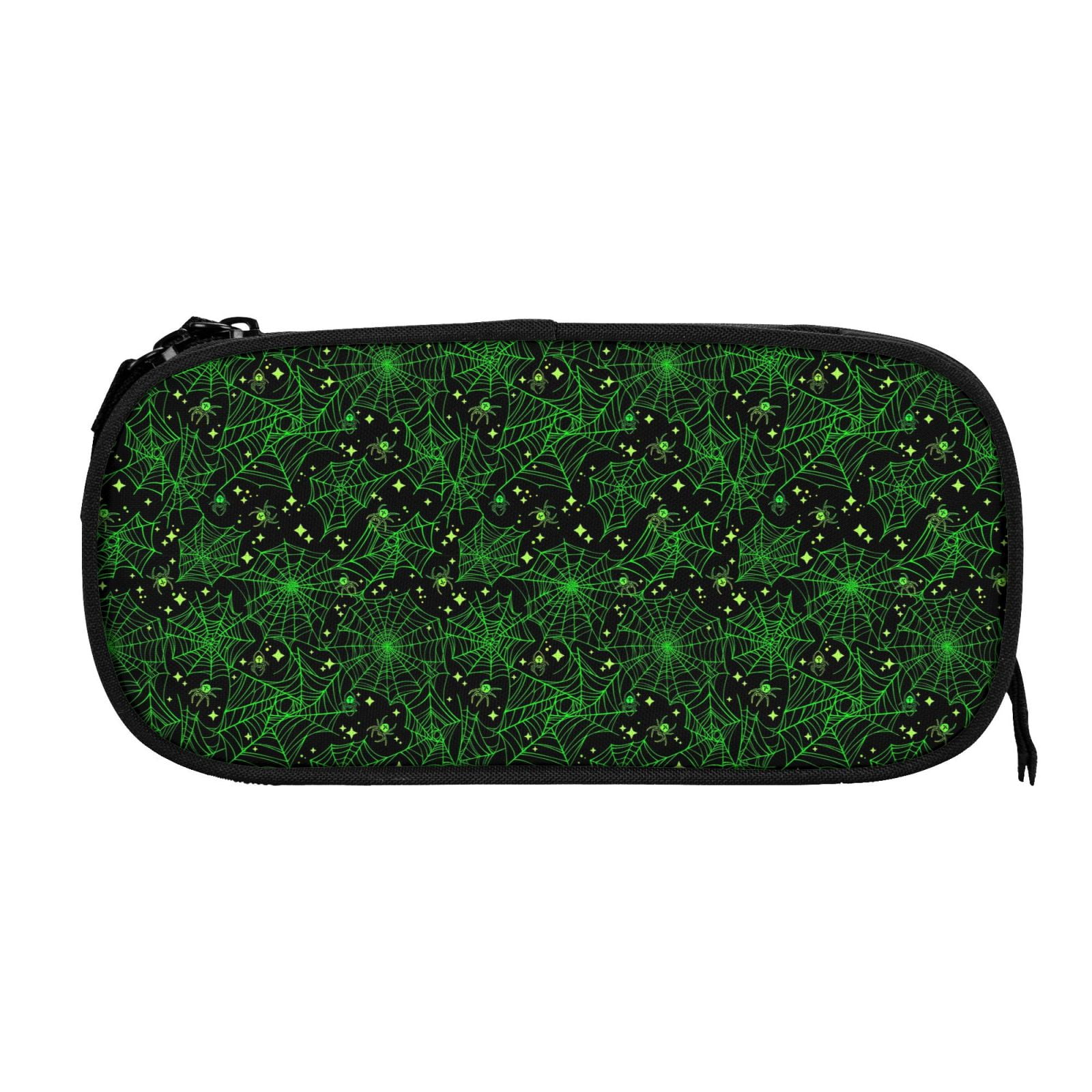 Sigee Green Bright Web with Spiders for Portable Pencil Pouch with ...