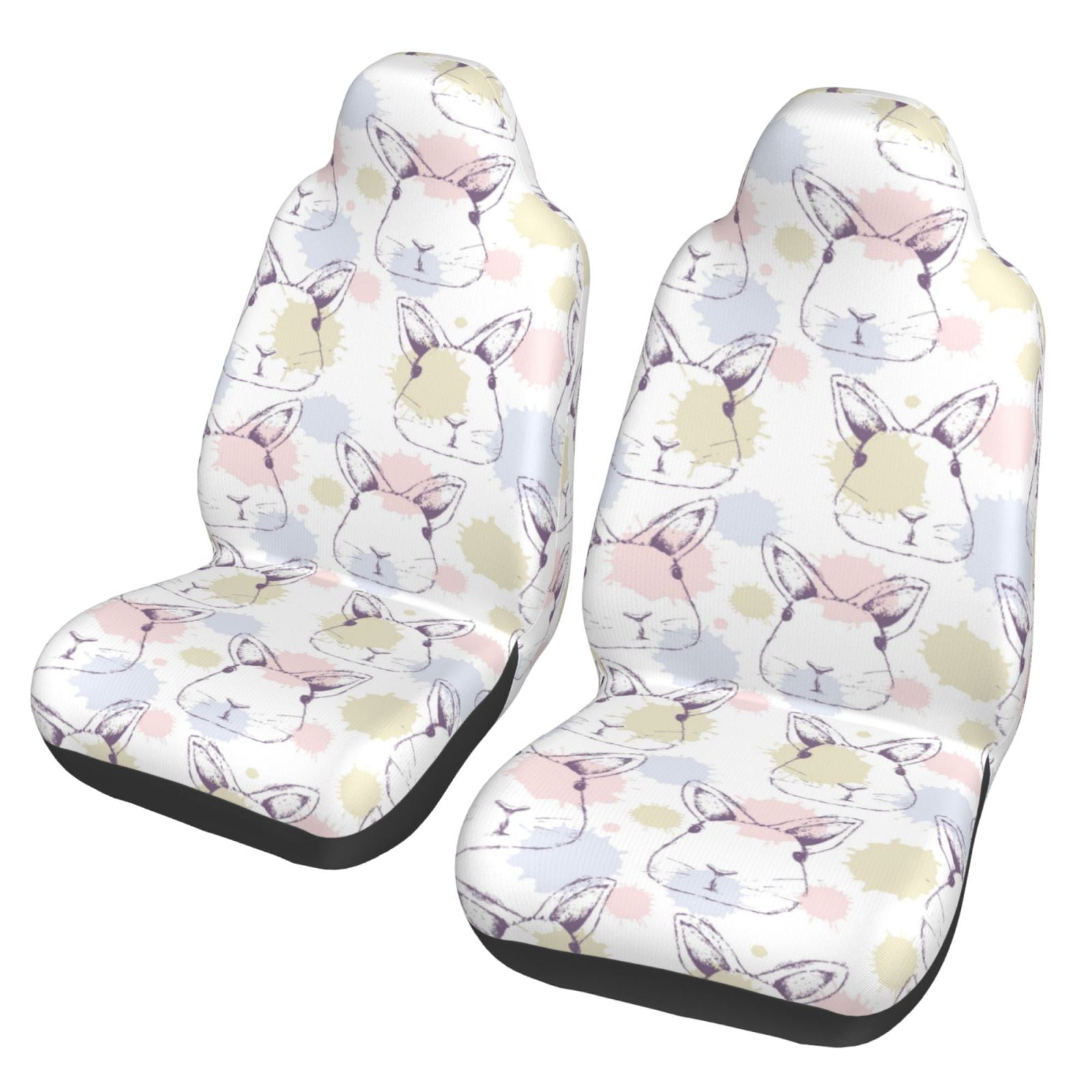Sigee Hand Drawn Rabbit for Universal Car Seat Covers, Premium Car Seat ...