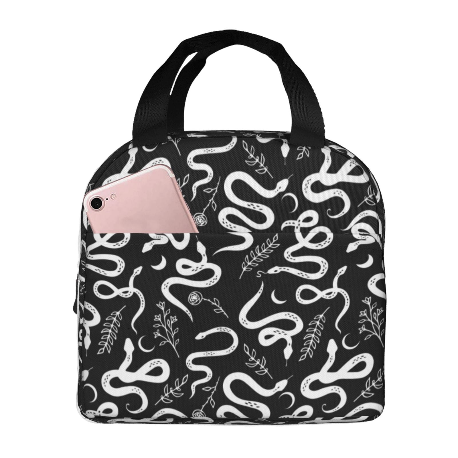 Sigee Hand Drawn Snake for Lunch Bag for Women Men, Reusable Lunch Bag ...