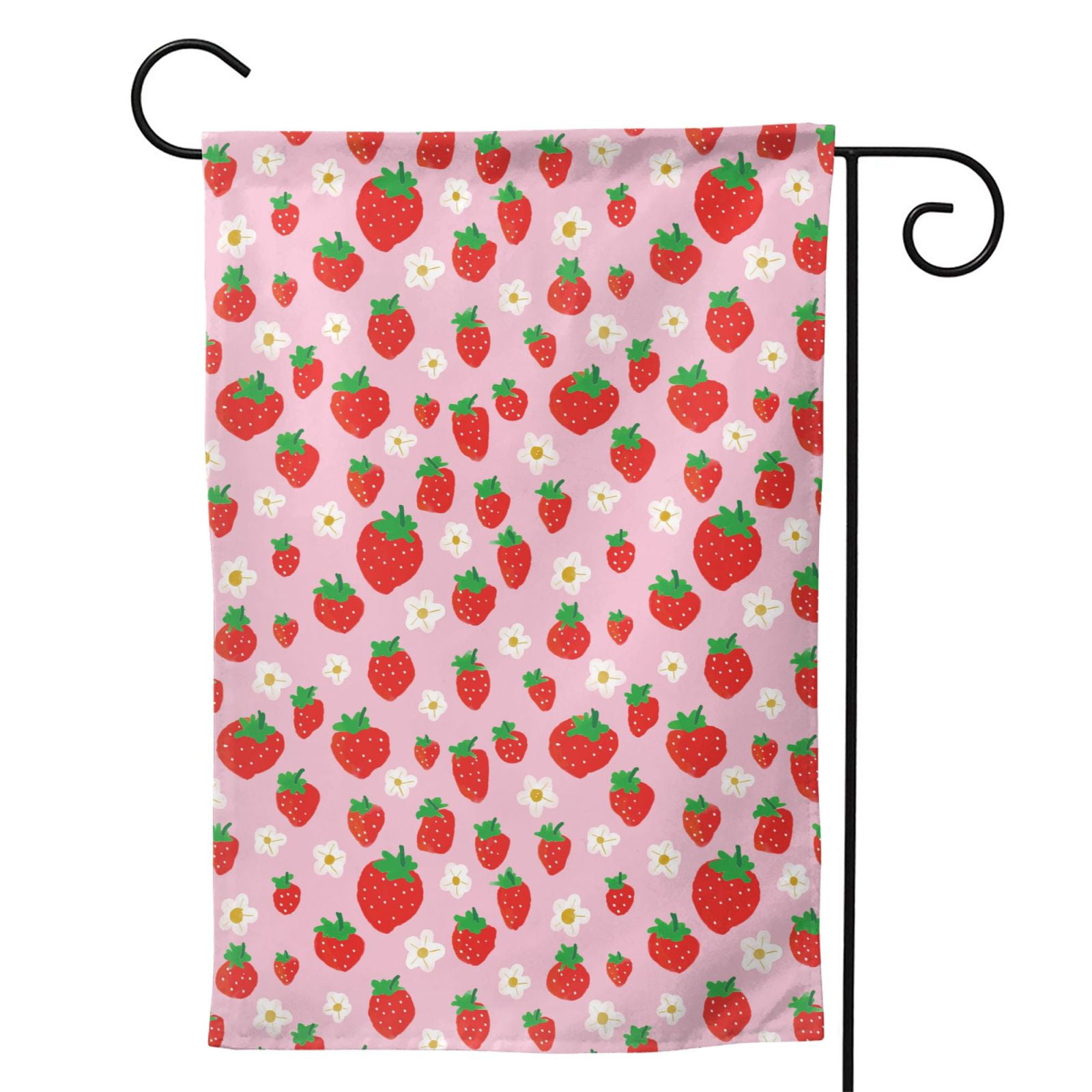 Sigee Hand Drawn Strawberry for Live Happy Decorative Small Garden Flag ...