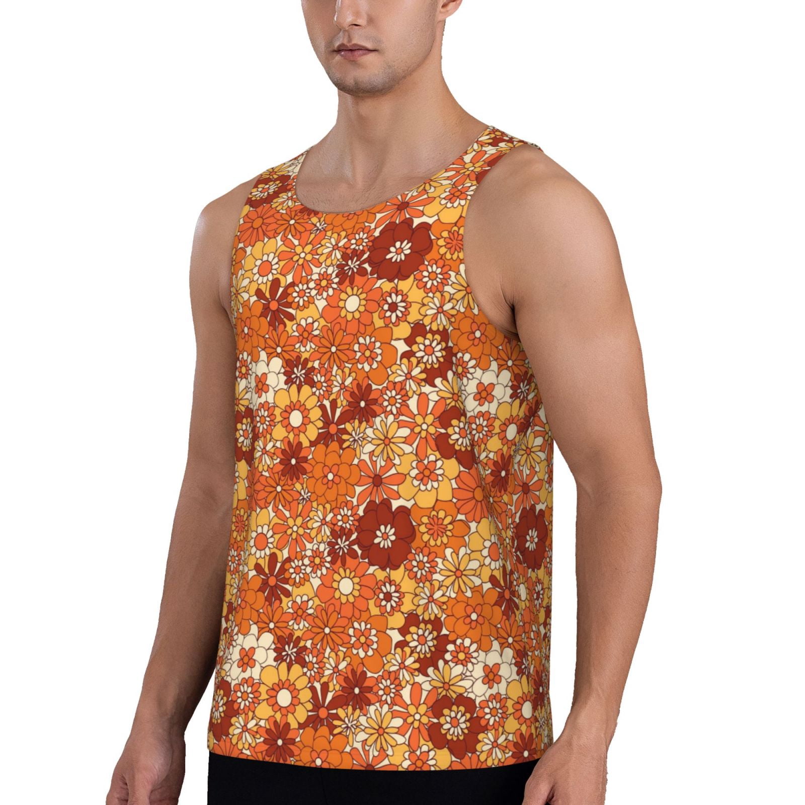 Sigee Hippie Flower for Men's Workout Tank Top, Athletic Gym Sleeveless ...