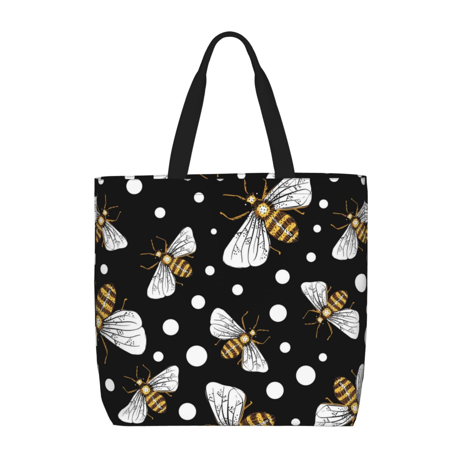 Sigee Honey Bees at Night Print Large Capacity Zippered Tote Bag ...