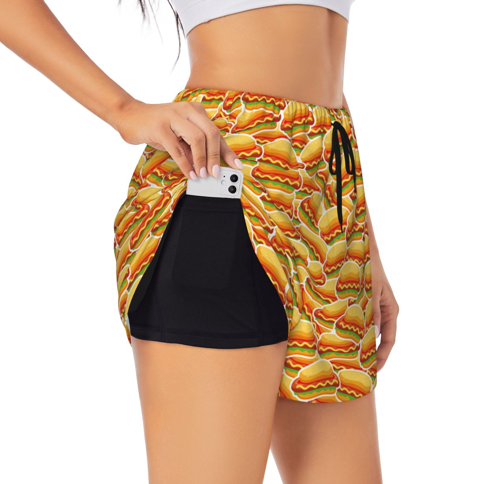 Sigee Hot Dogs for Women's Athletic Shorts High Waisted Running Shorts ...