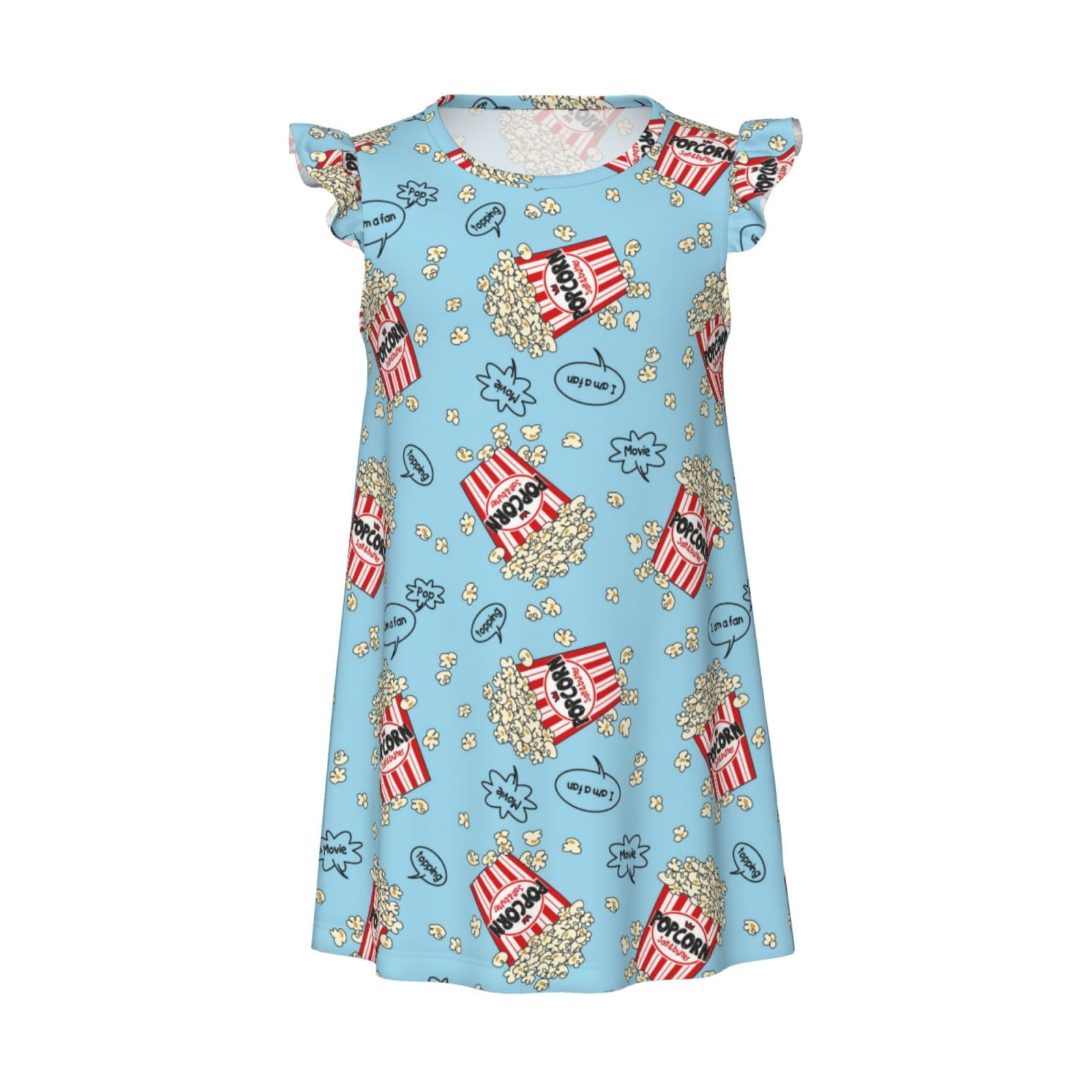 Sigee I Am A Fan Popcorn for Girls Sleepwear Nightie,Night Sleep Dress ...
