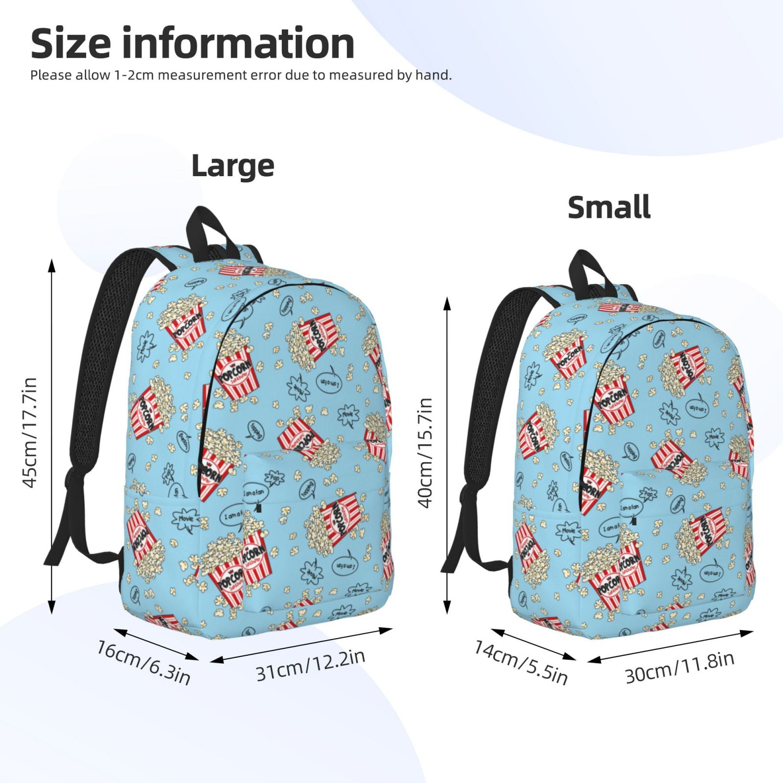 Sigee I Am A Fan Popcorn for Canvas Large Capacity Laptop Backpack for ...