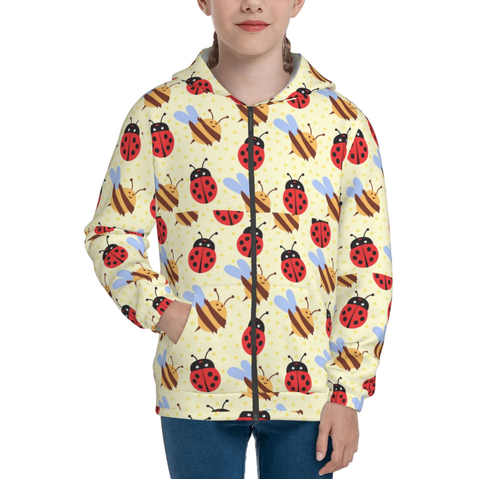 Sigee Ladybug And Bee for Teenage Zip Up Hoodies Long Sleeve ...