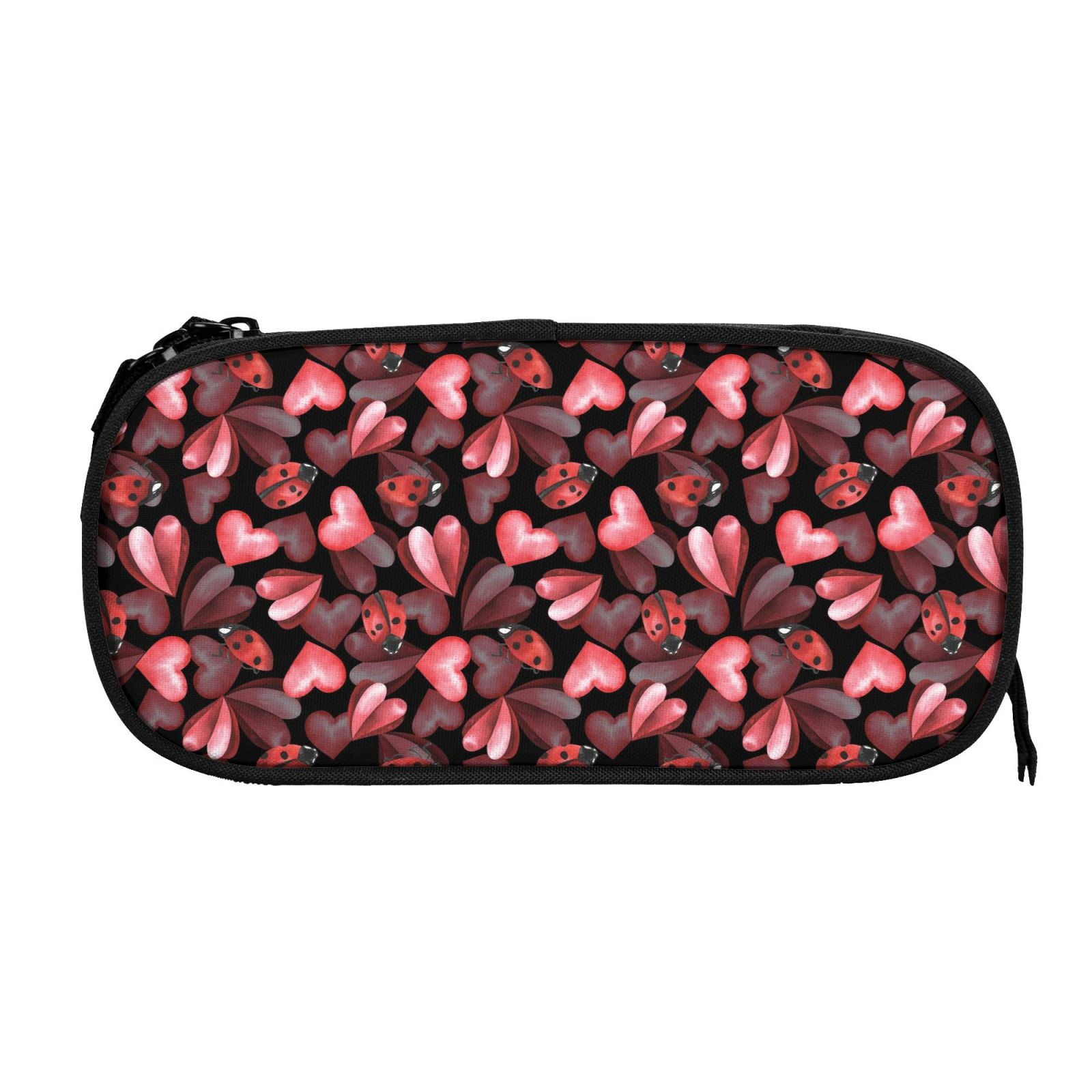 Sigee Ladybugs and Red Hearts for Portable Pencil Pouch with Zipper for ...