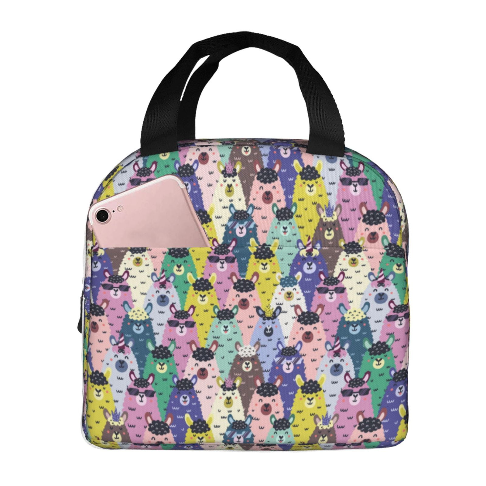 Sigee Llamas Colorful for Lunch Bag for Women Men, Reusable Lunch Bag ...