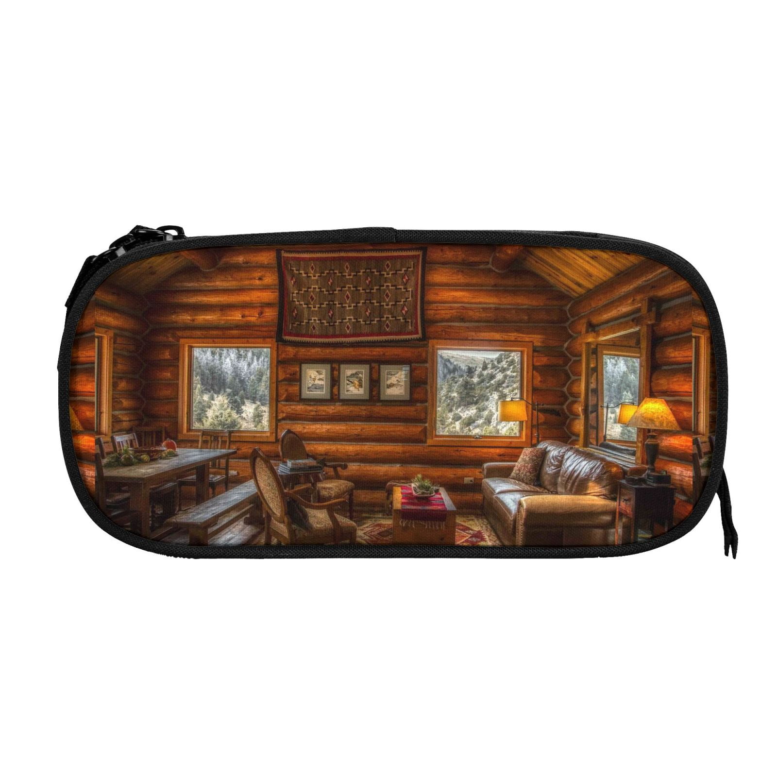 Sigee Log Cabin Inside for Portable Pencil Pouch with Zipper for ...