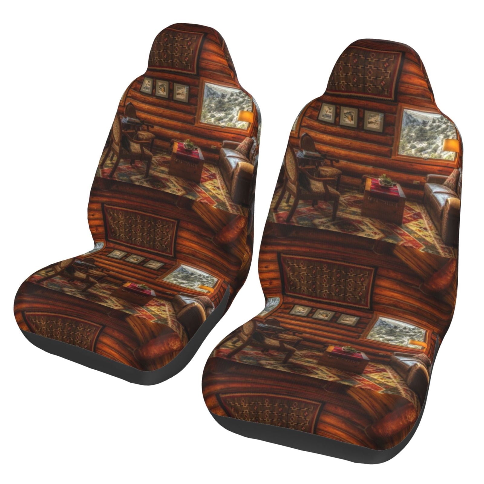 Sigee Log Cabin Inside for Universal Car Seat Covers, Premium Car Seat ...