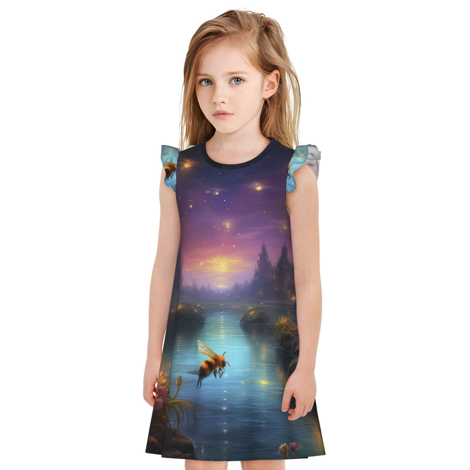 Sigee Magical Bees Twilight River for Girls Sleepwear, Night Sleep ...