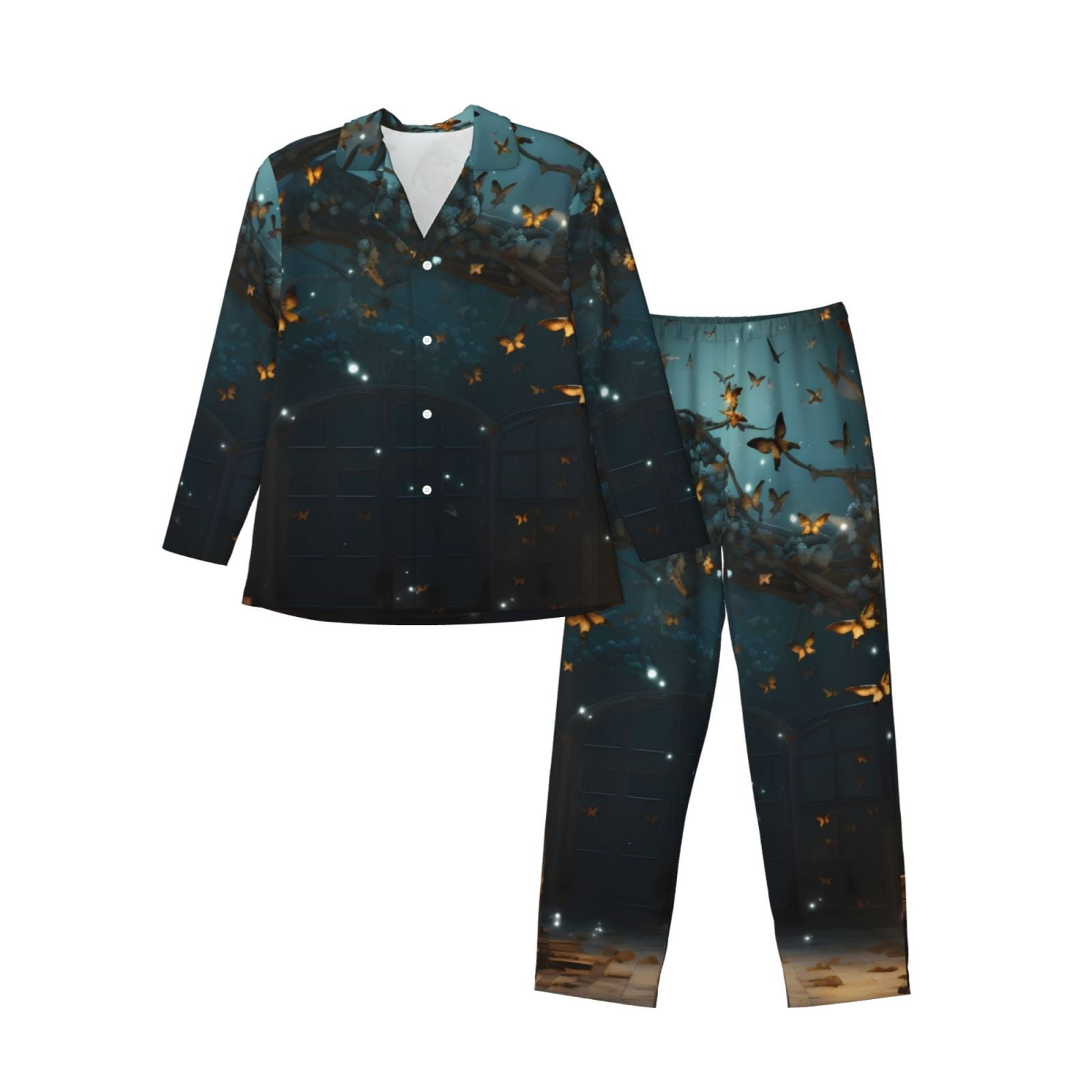 Sigee Magical Library Butterfly Night for Pajamas for Men Two-piece Men ...