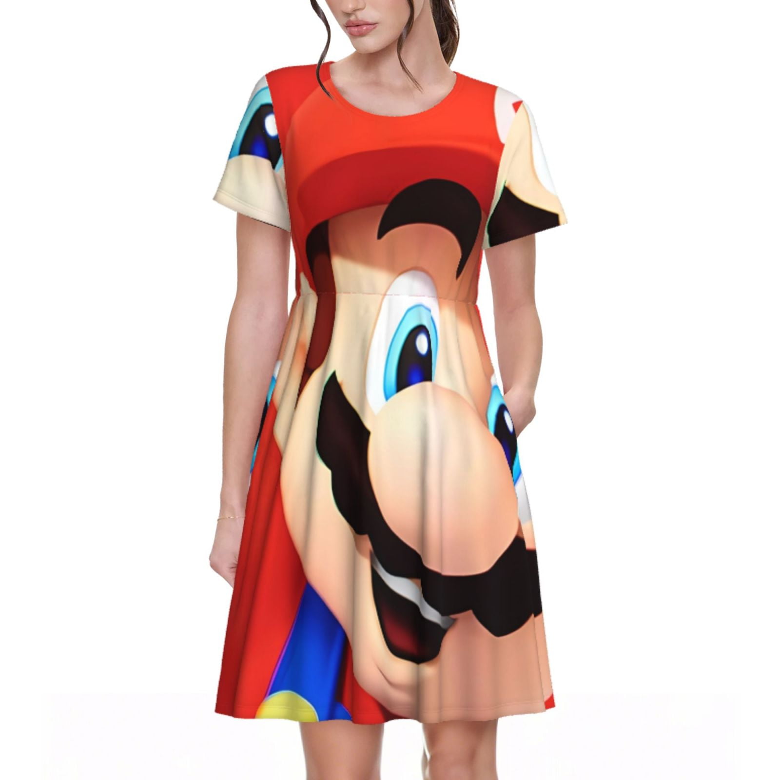 Sigee Mario Bs for Women's Short Sleeve Dress Relaxed Fit Dress with Pockets - Walmart.com