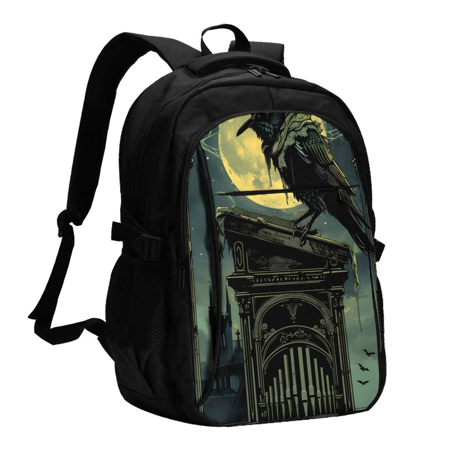 Sigee MoonNight Sky Crow for USB Charging Laptop Backpack, Casual ...