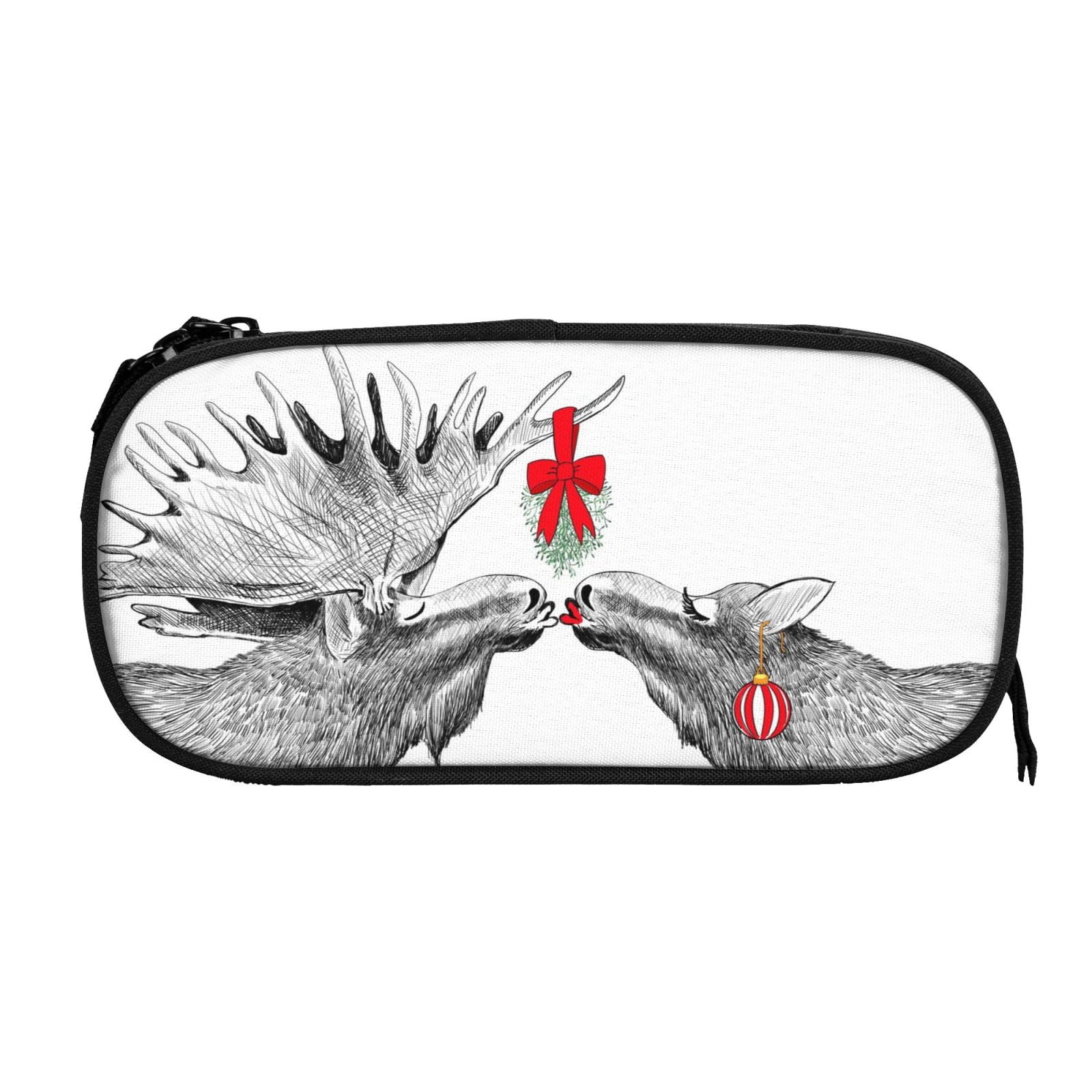 Sigee Moose Kissing Under Mistletoe for Portable Pencil Pouch with ...