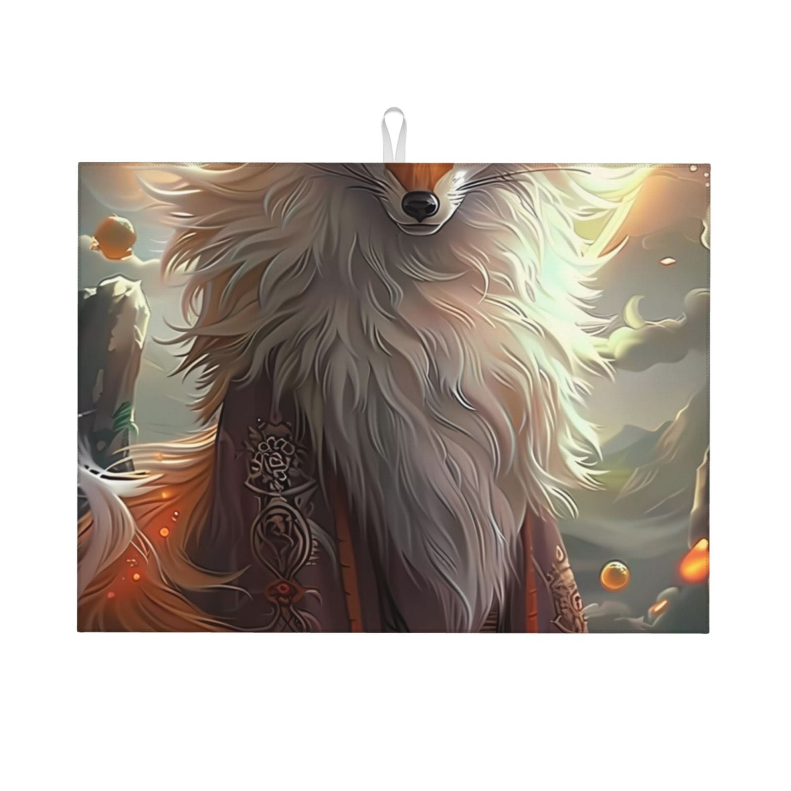 Sigee Mystic Fox With Halo for Dish Drying Mat for Kitchen Counter ...