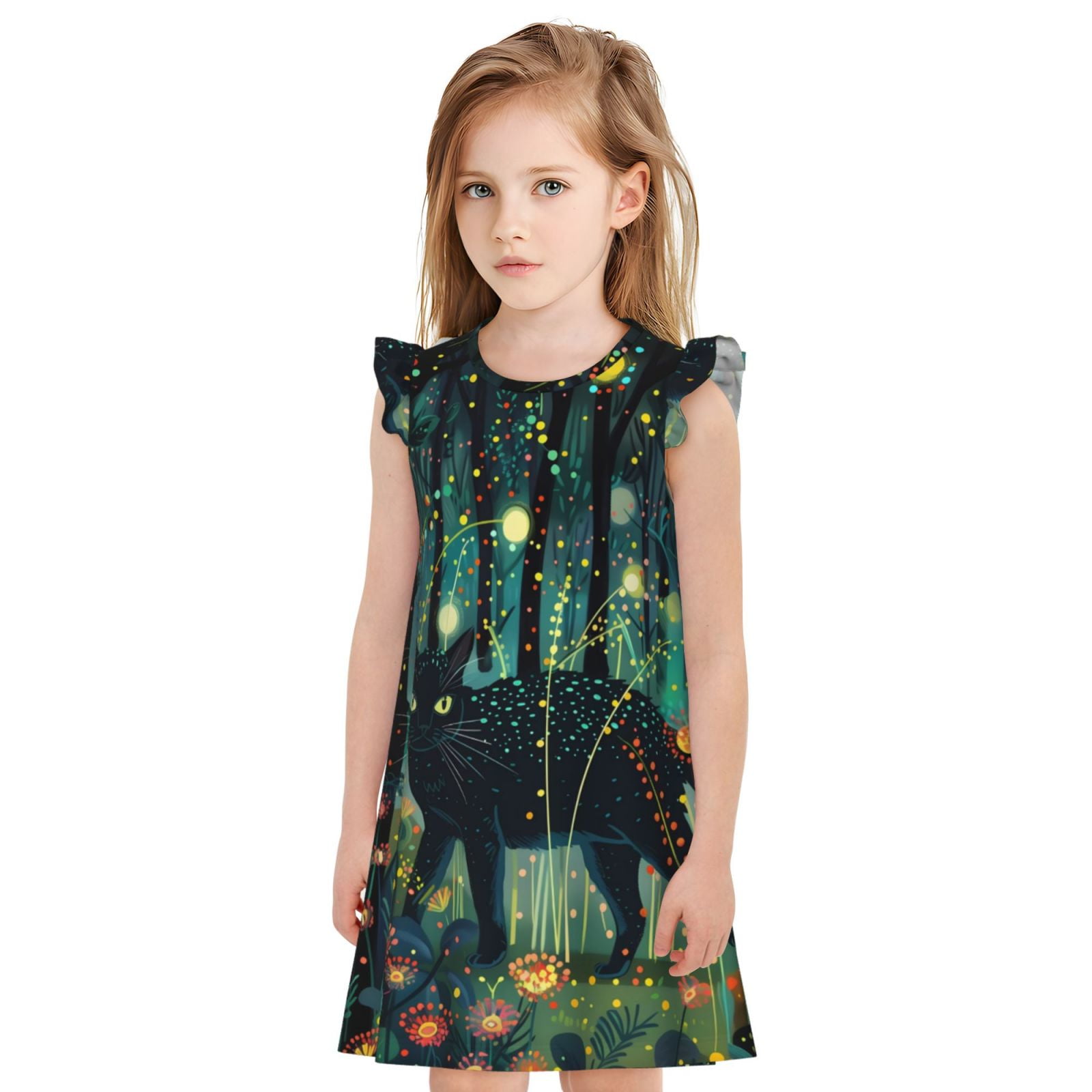 Sigee Mystical Black Cat Fireflies for Girls Sleepwear, Night Sleep ...